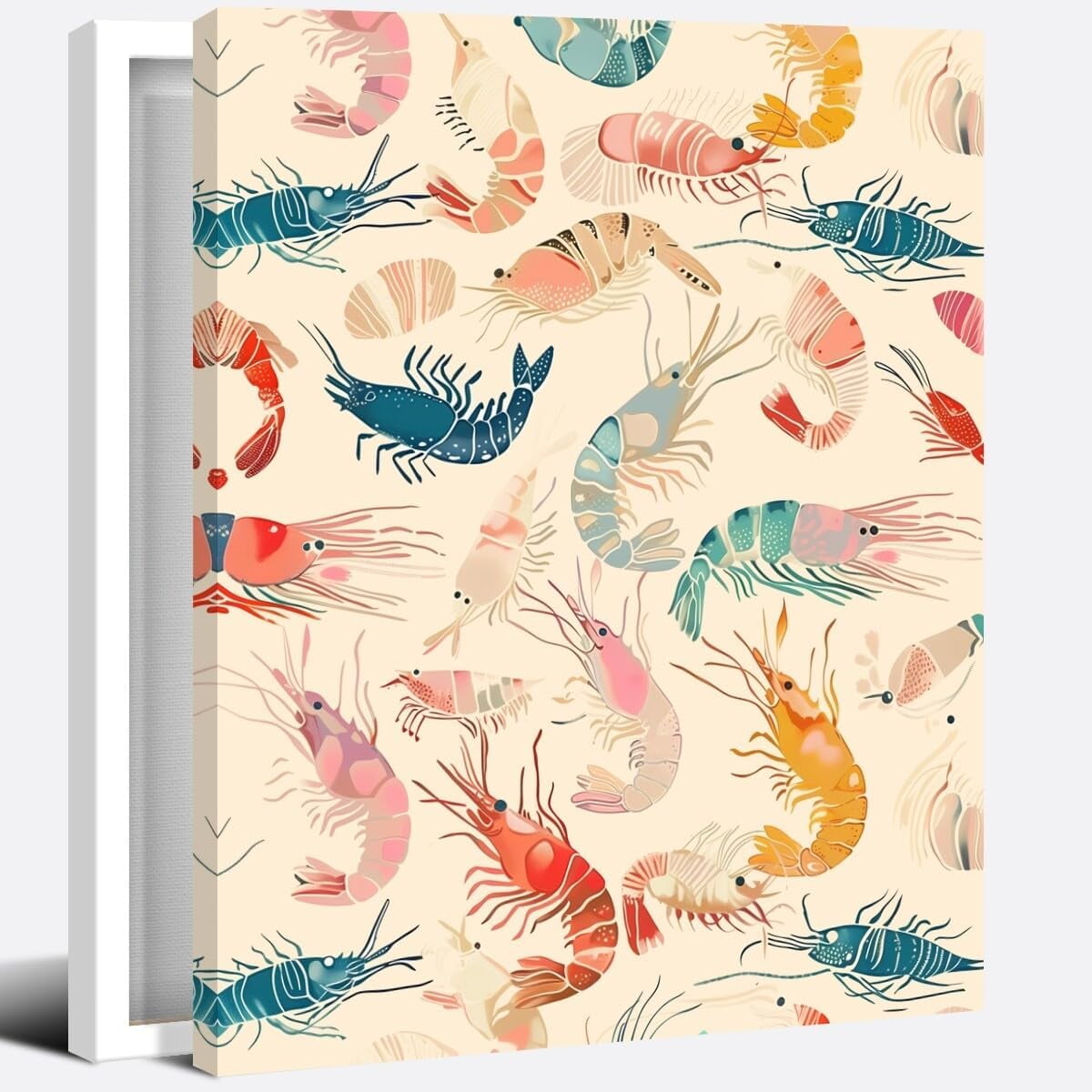 AXXPosters Shrimp Print Coastal Cowgirl Seafood Crab Decor Beach House ...