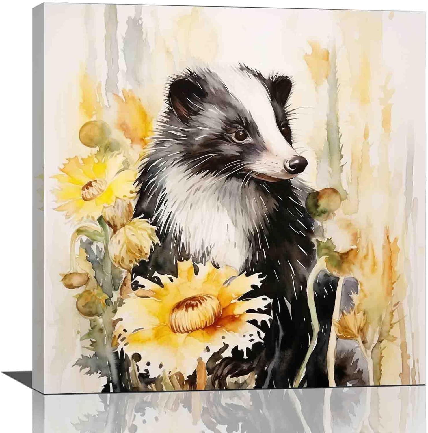 AXXPosters Skunk watercolor painting print -watercolor painting framed ...