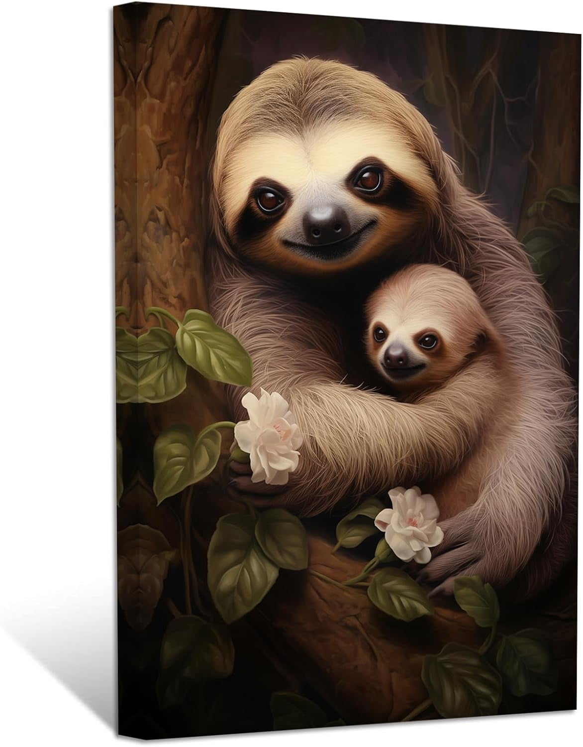 AXXPosters Sloth Wall Art Sloth Mother and Baby Picture Prints Jungle ...