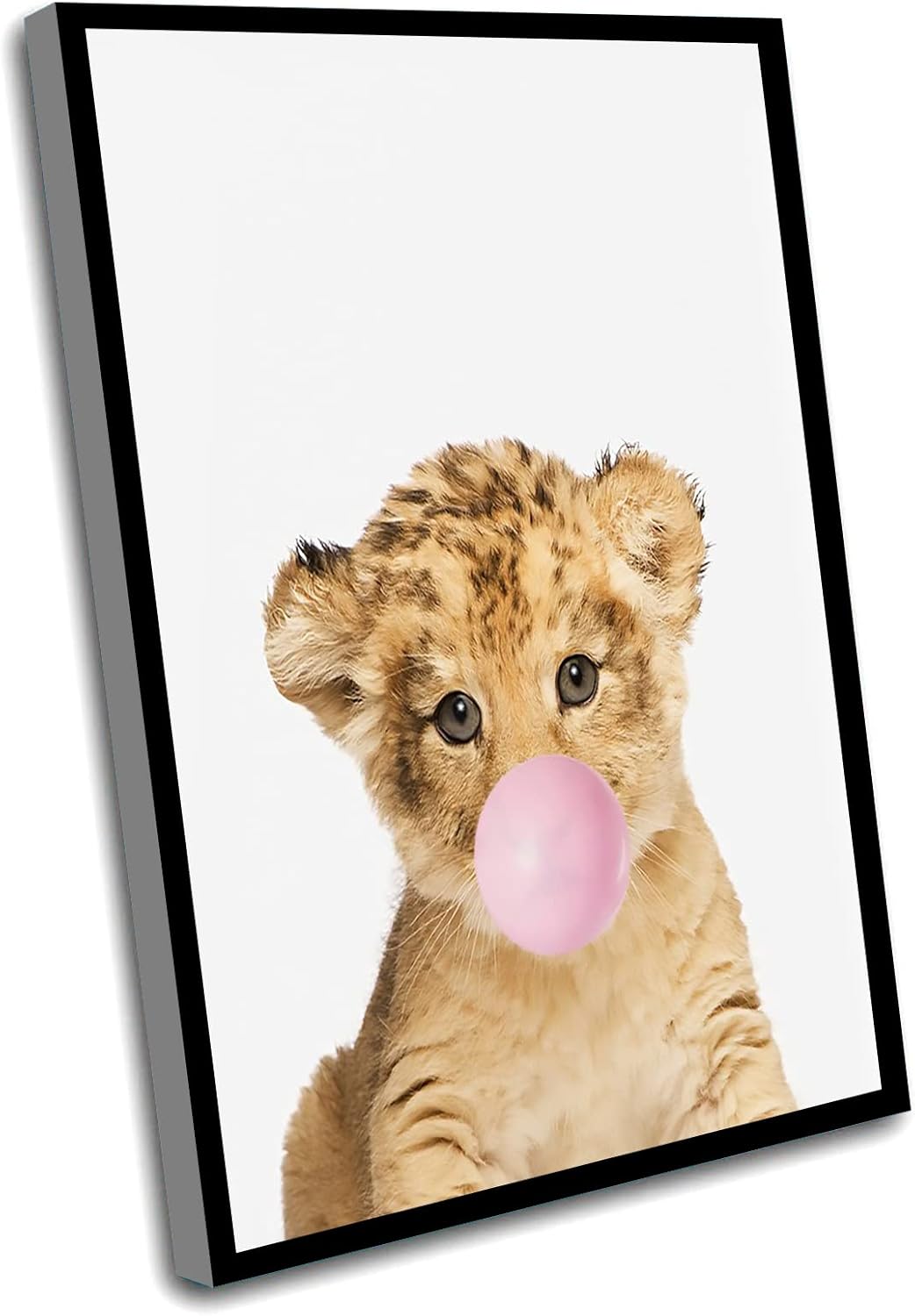 AXXPosters Small Bathroom Wall Decor,Lion Print,Pink Bubble Gum Art ...