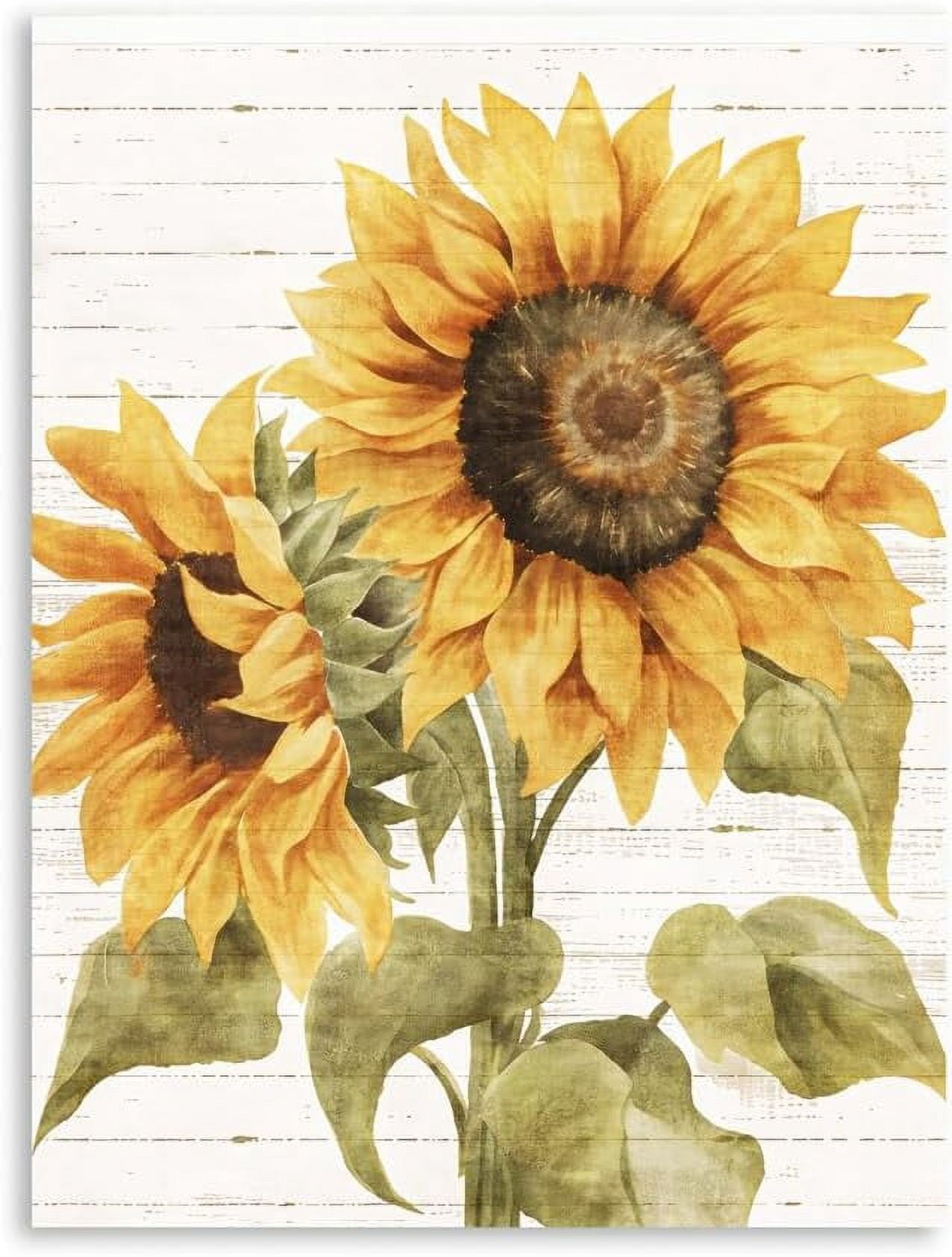 AXXPosters Sunflower Pictures Handpainted Rustic Flower Canvas Pictures ...