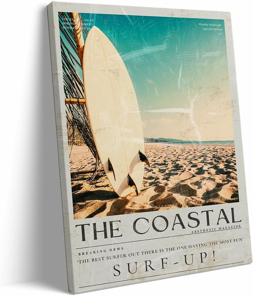 AXXPosters Surfer Girl Canvas Wall Art Coastal Cowgirl Aesthetic Room Decor Poster Preppy Beach ...