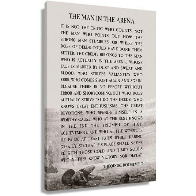AXXPosters-The Man In The Arena Theodore Roosevelt Poster Canvas Motivational Wall Art for ...