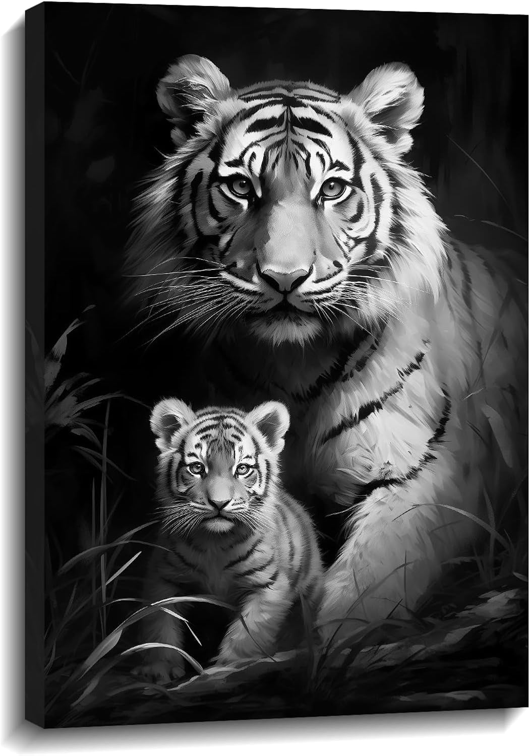 AXXPosters Tiger Canvas Wall Art - Black and White Prints Wall Decor ...