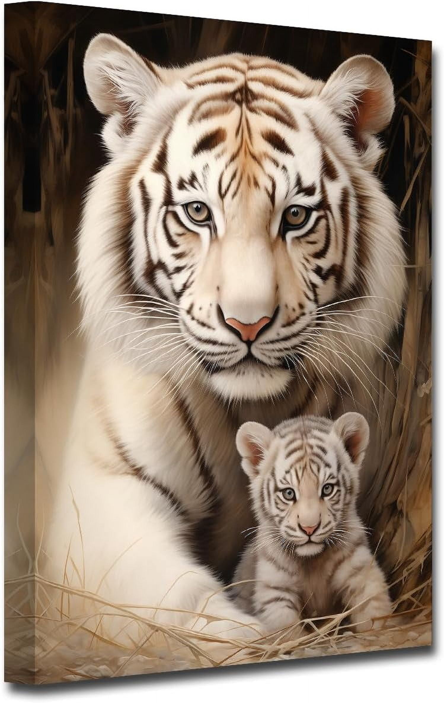 AXXPosters Tiger Canvas Wall Art Tiger Mother and Baby Animal Picture ...