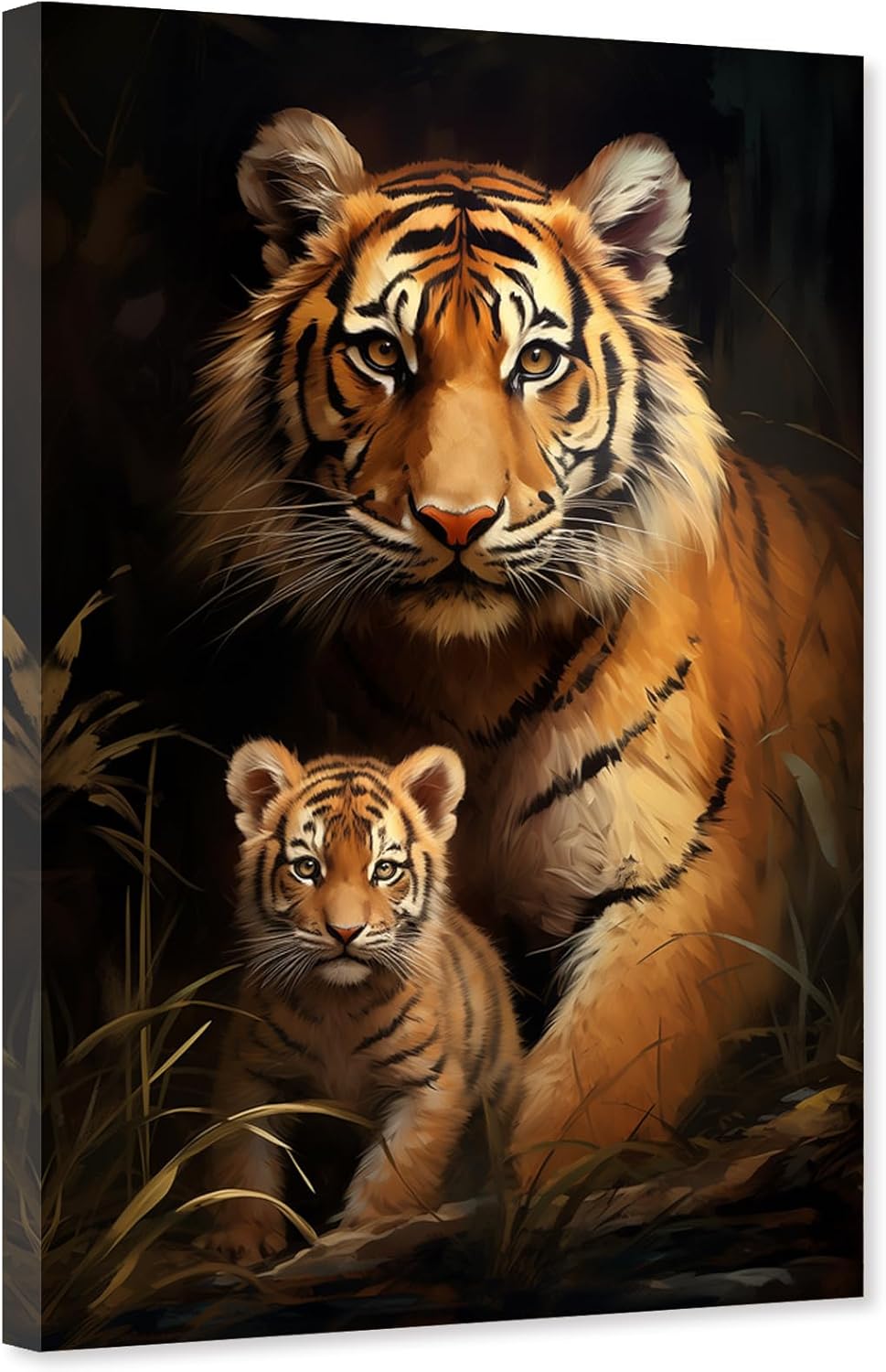 AXXPosters Tiger Wall Art Canvas Tiger Mother and Baby Animal Picture ...