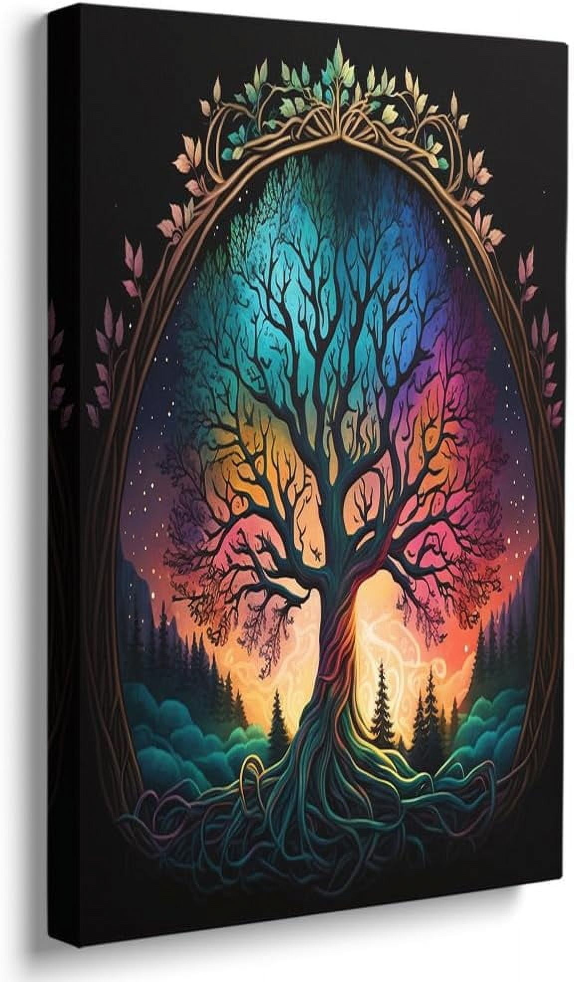AXXPosters Tree of Life Fantasy Forest Canvas Wall Art,Fairy Wall Art ...