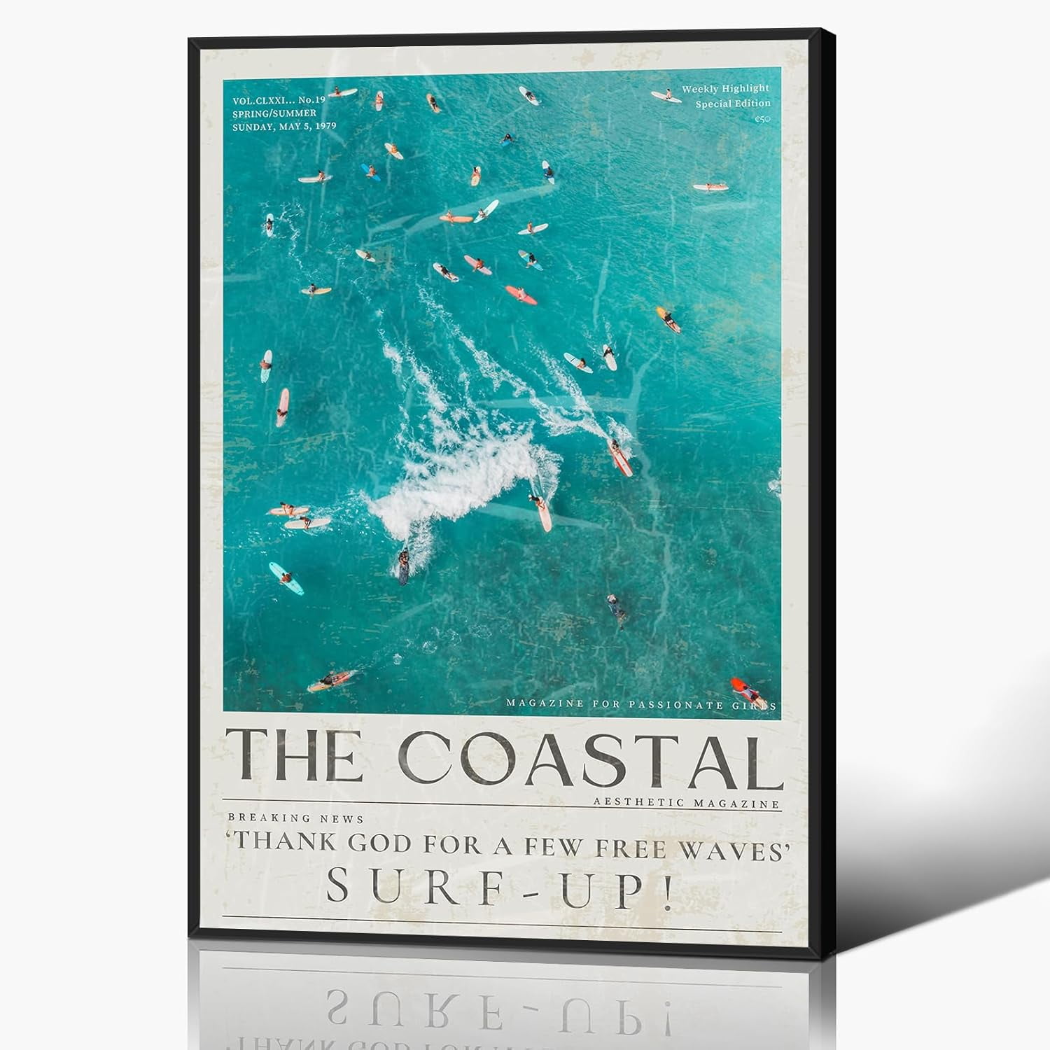 AXXPosters Trendy Coastal Canvas Wall Art, Framed Coastal Cowgirl ...