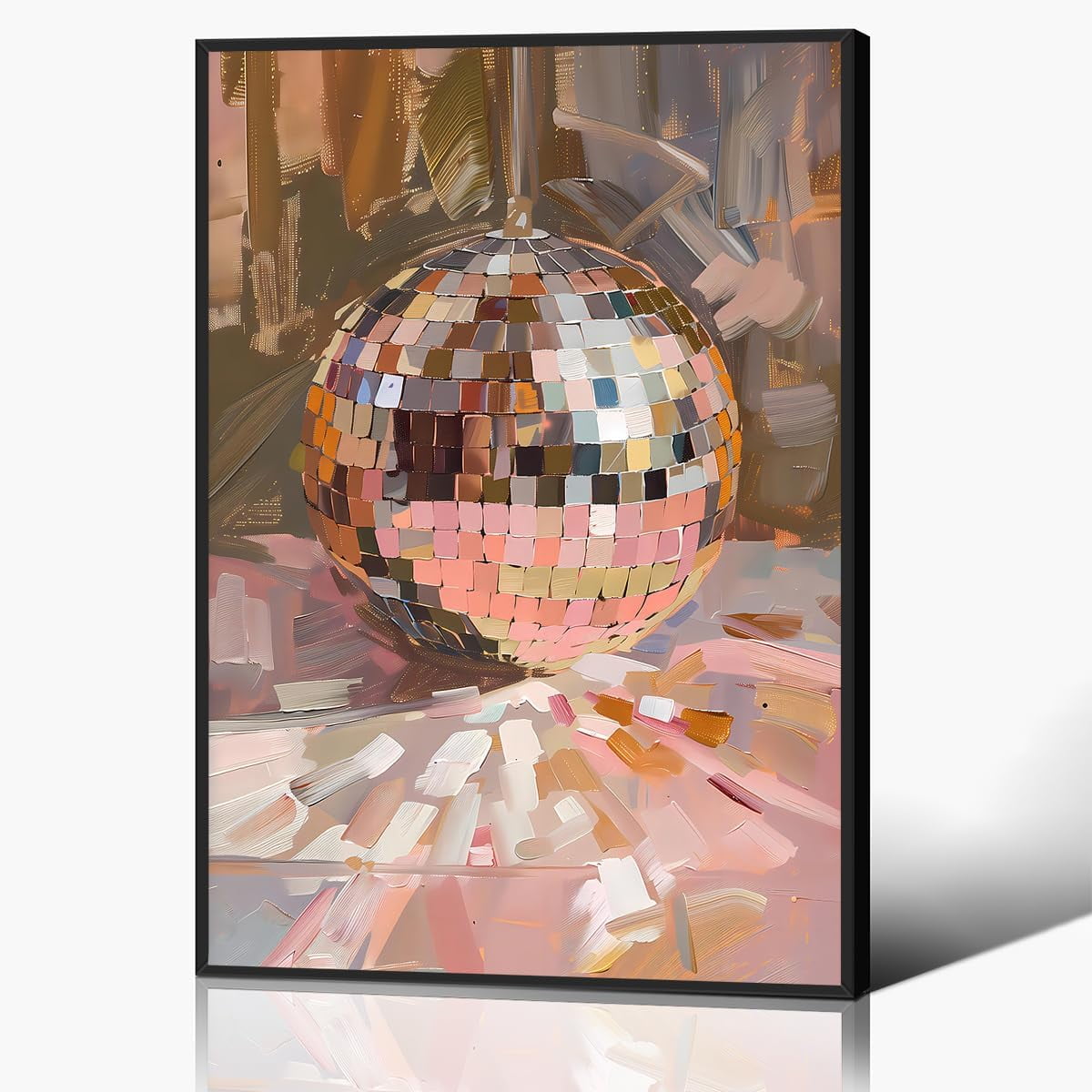 AXXPosters Trendy Disco Ball Canvas Wall Art Funky Girl Disco Ball Room ...