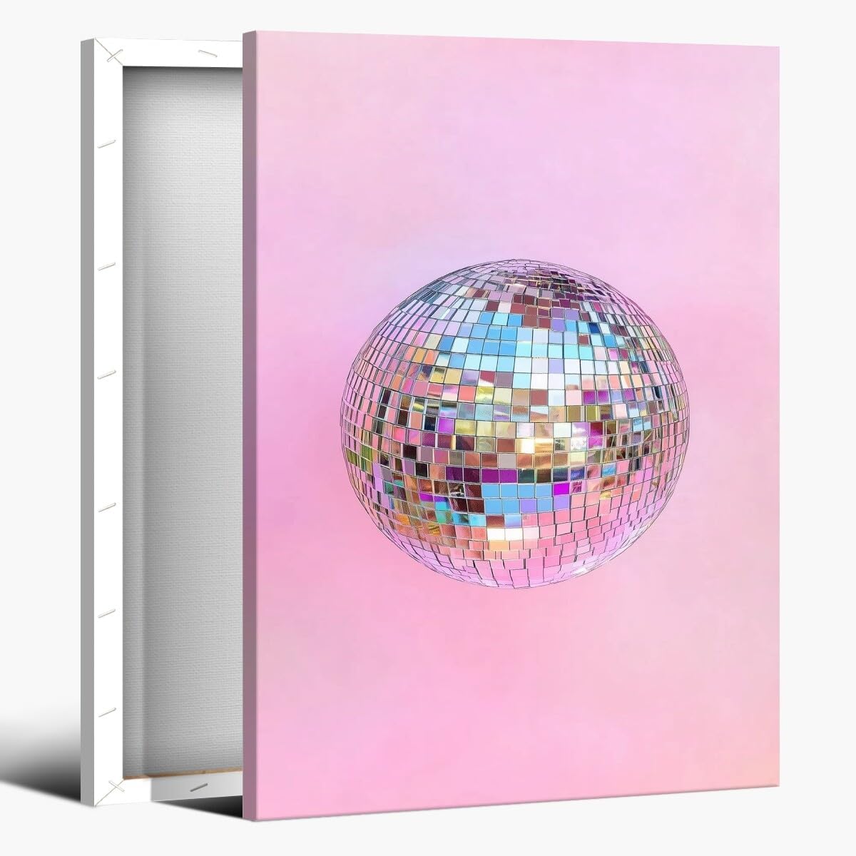 AXXPosters Trendy Disco Ball Wall Art Funky Pink Disco Textured Art Bar ...