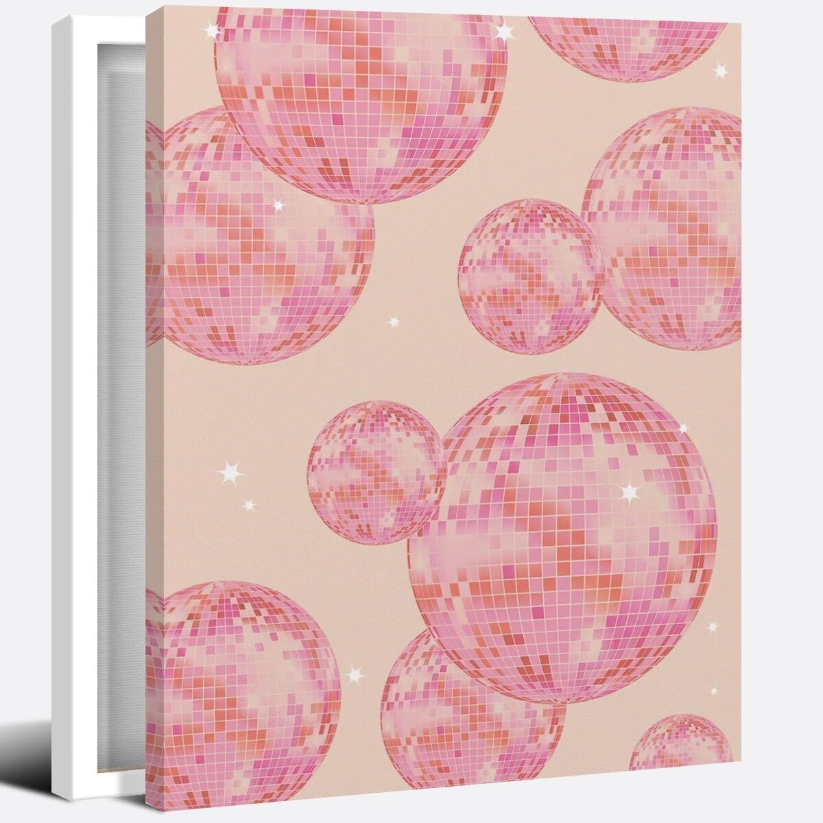 AXXPosters Trendy Funky Girl Wall Art Silver Disco Textured Art Bar ...