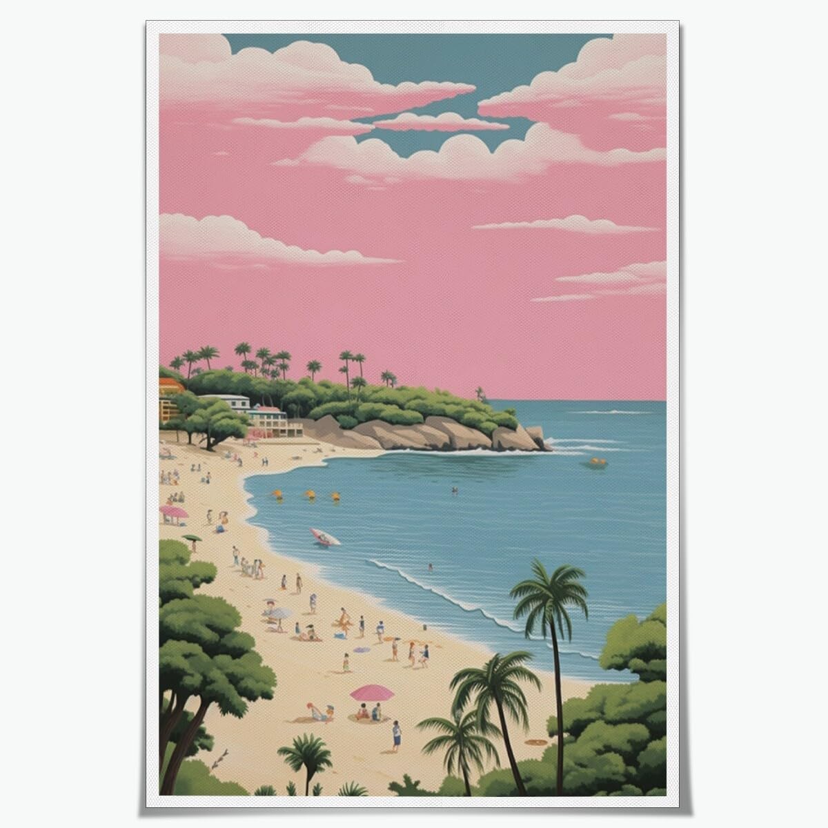 AXXPosters Trendy Pink Coastal Canvas Wall Art Coastal Cowgirl ...