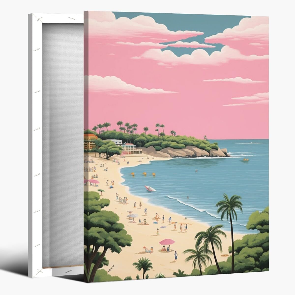 AXXPosters Trendy Pink Coastal Canvas Wall Art Coastal Cowgirl Aesthetic Room Poster Western ...