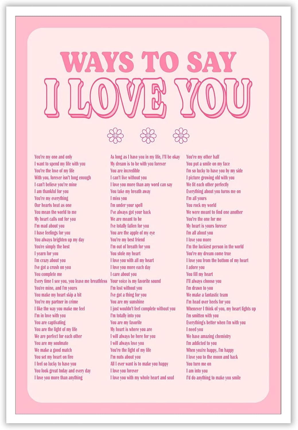 AXXPosters Trendy Pink Ways To Say I Love You Posters Preppy Colorful ...