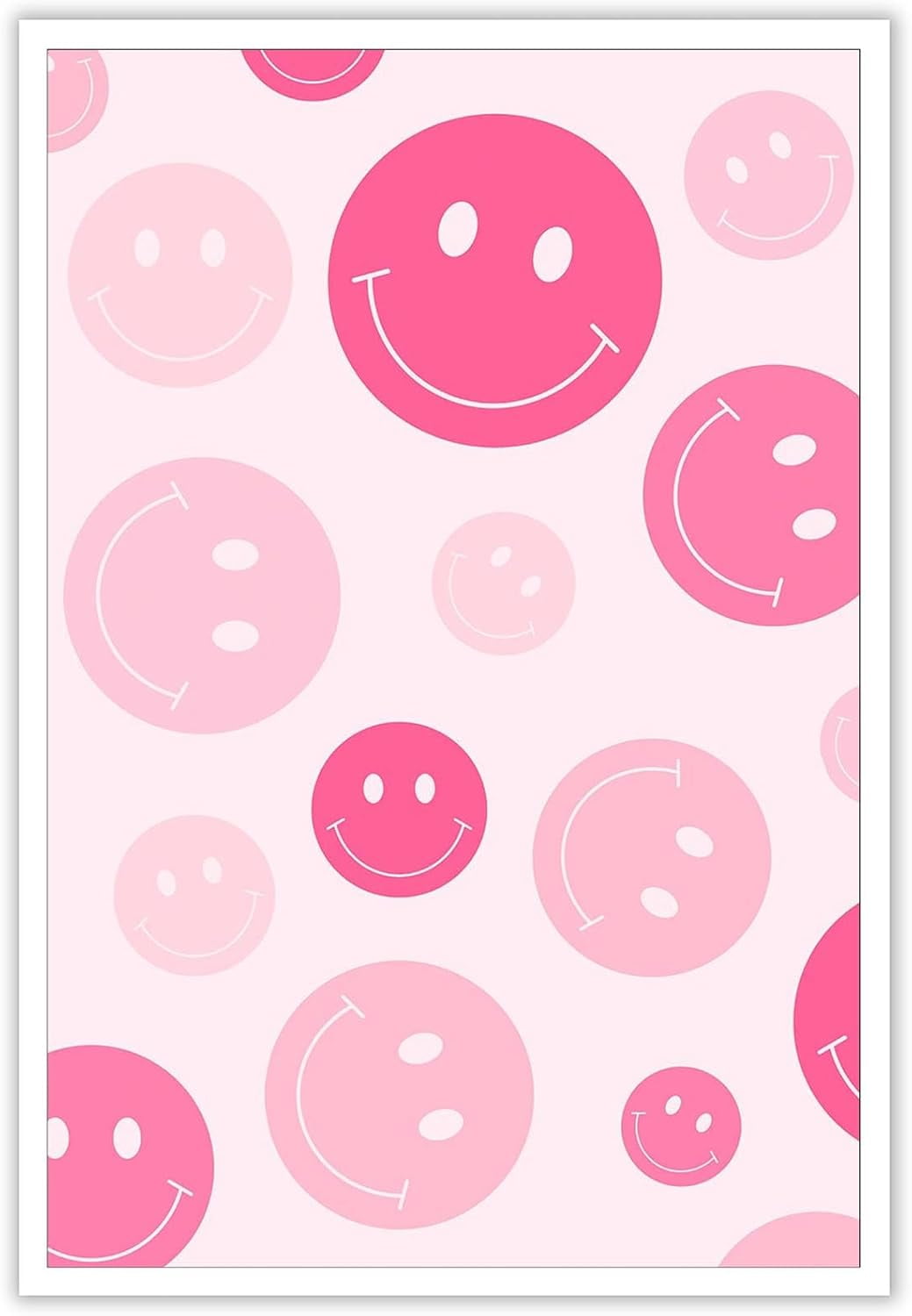 AXXPosters Trendy Preppy Smiley Face Posters Pink And White Wall Decor ...