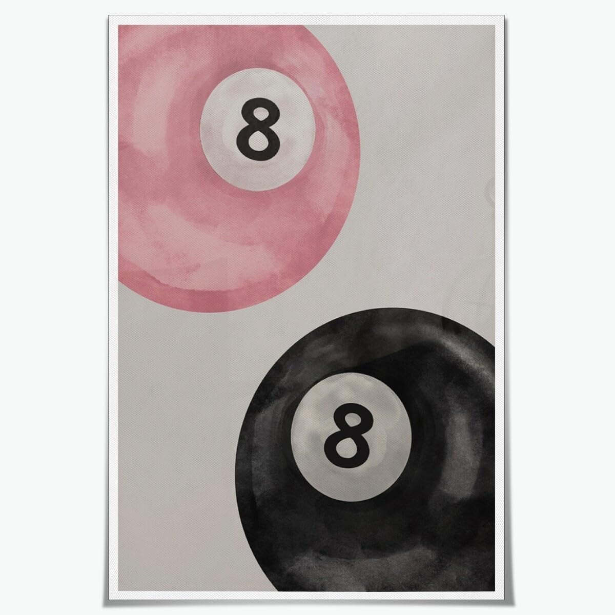 AXXPosters Vintage 8 Ball Print Lucky Pool Ball Wall Art Retro Pink ...