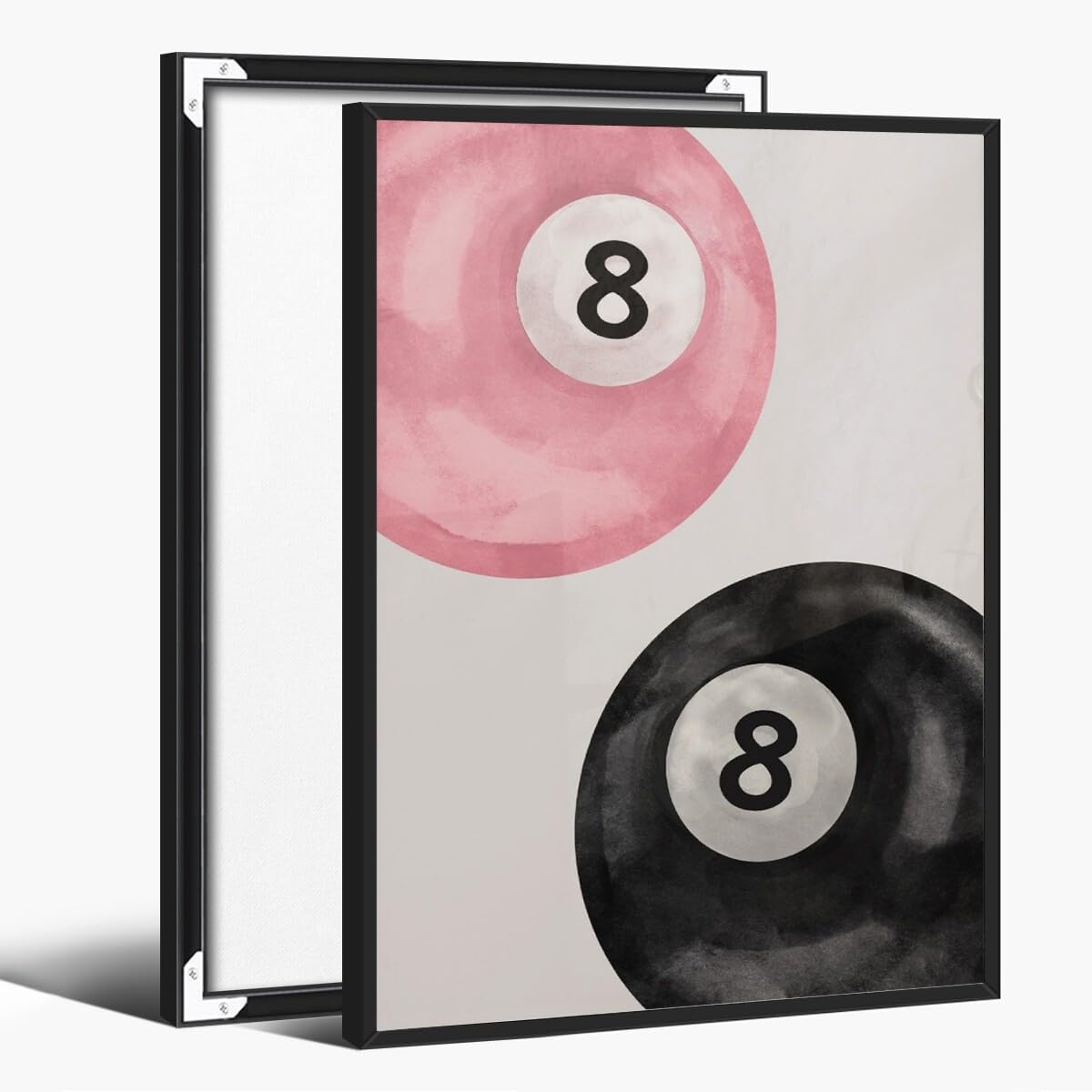 AXXPosters Vintage 8 Ball Print Lucky Pool Ball Wall Art Retro Pink ...
