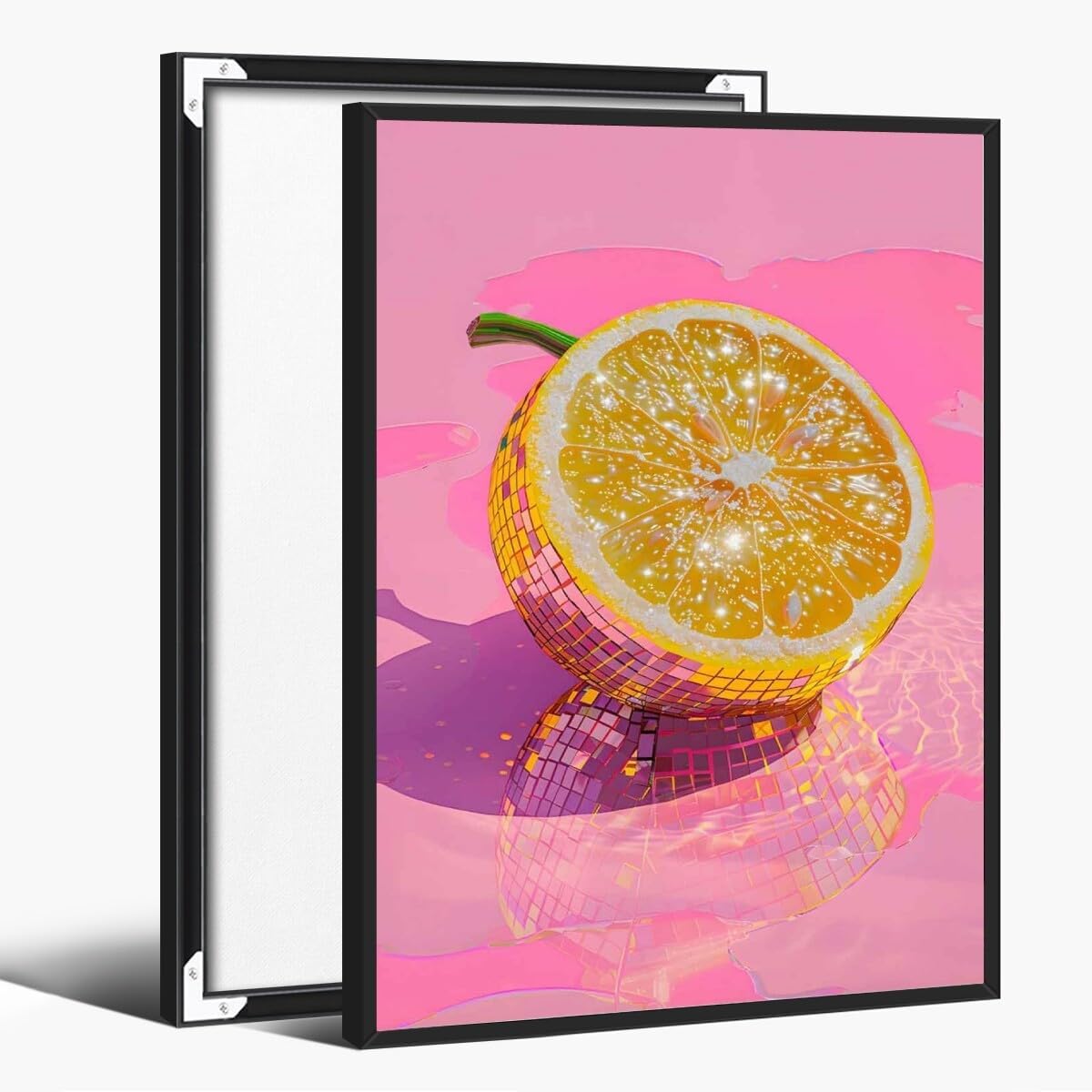 AXXPosters Vintage Eclectic Orange Disco Ball Wall Decor，Trendy Pink ...