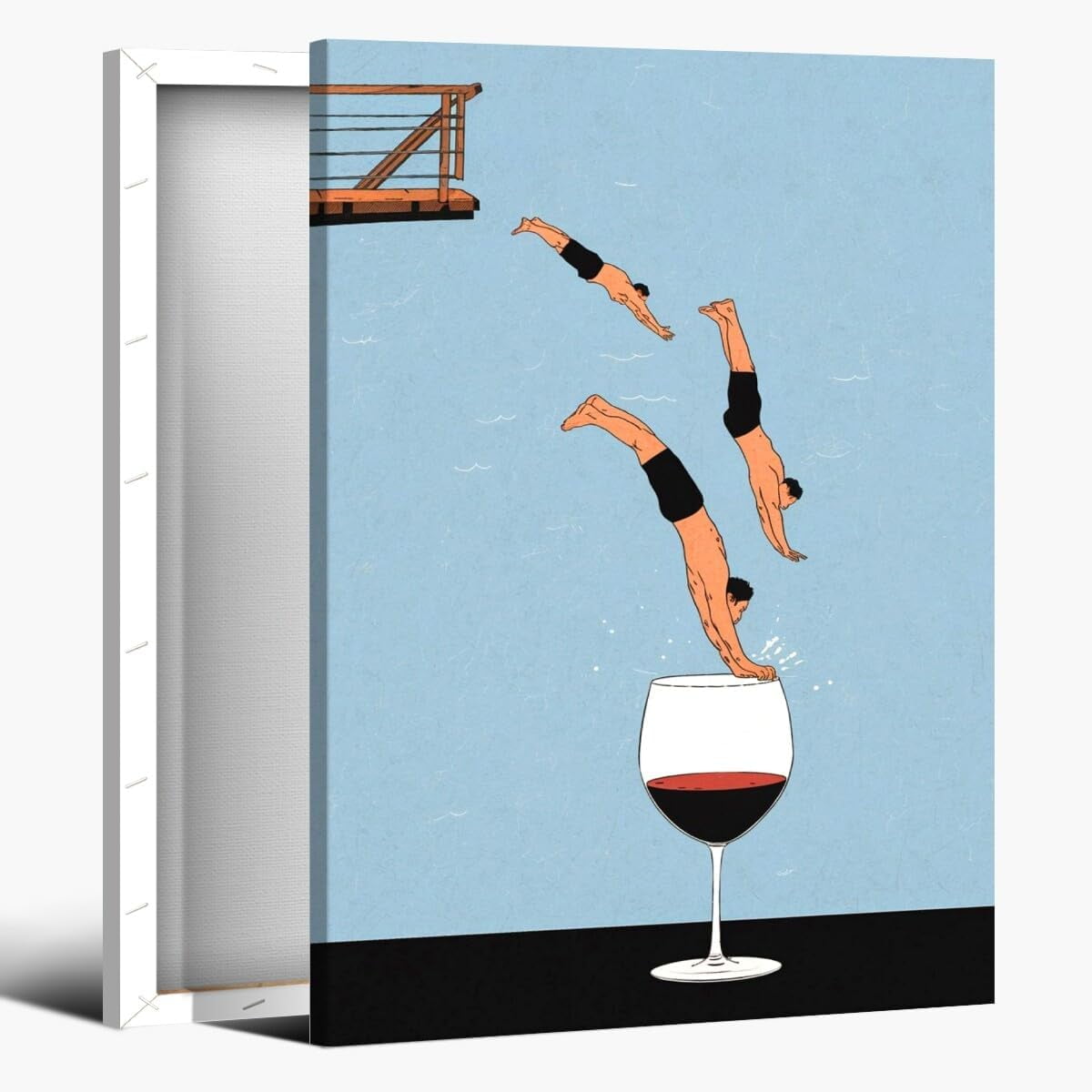 AXXPosters Vintage Funny Kitchen Wall Art Jump Into The Wine Art Print ...