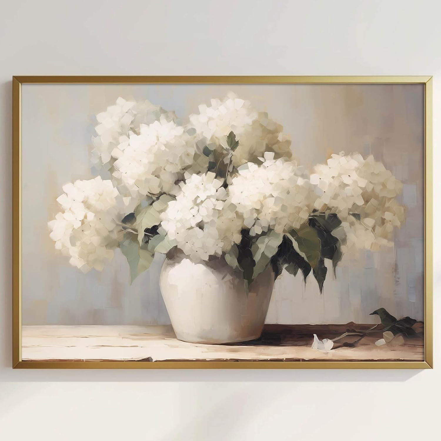 AXXPosters Vintage Hydrangea Wall Art White Hydrangea Canvas Art ...