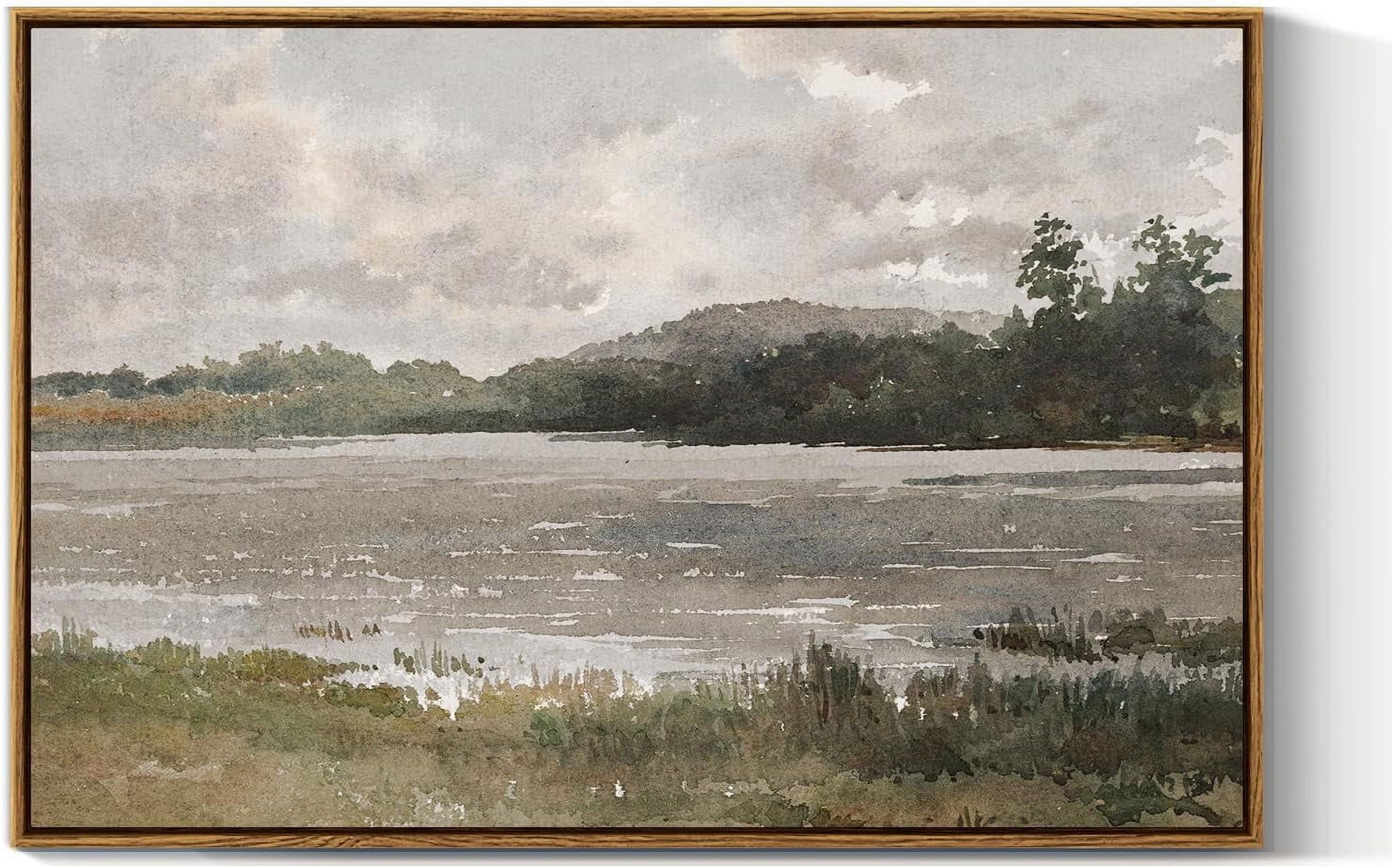 AXXPosters-Vintage Nature Large Wall Art, Lakeside Landscape Paintings ...