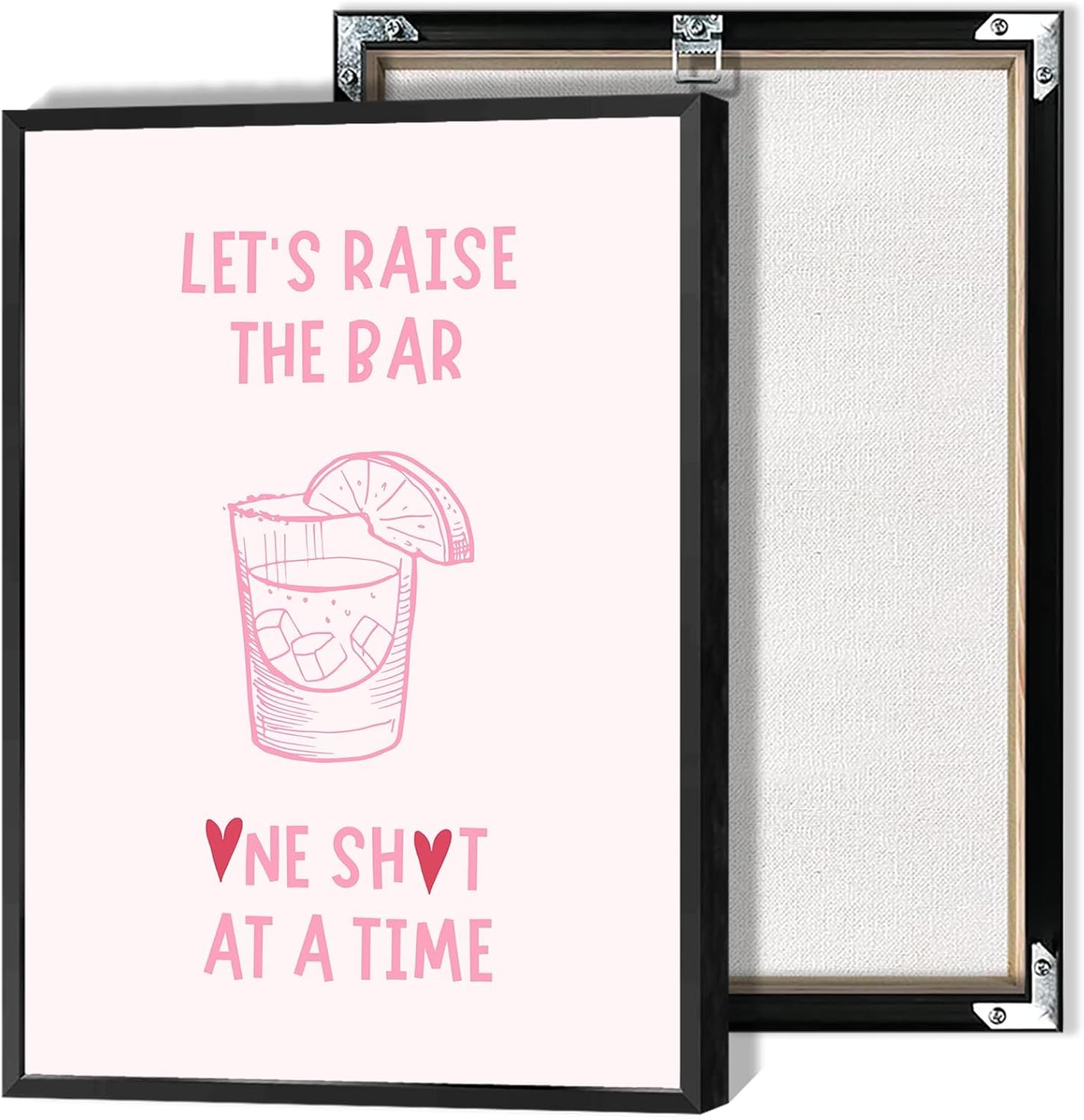 AXXPosters Vintage Pink Bar Cart And Party Canvas Wall Art Funky Funny ...