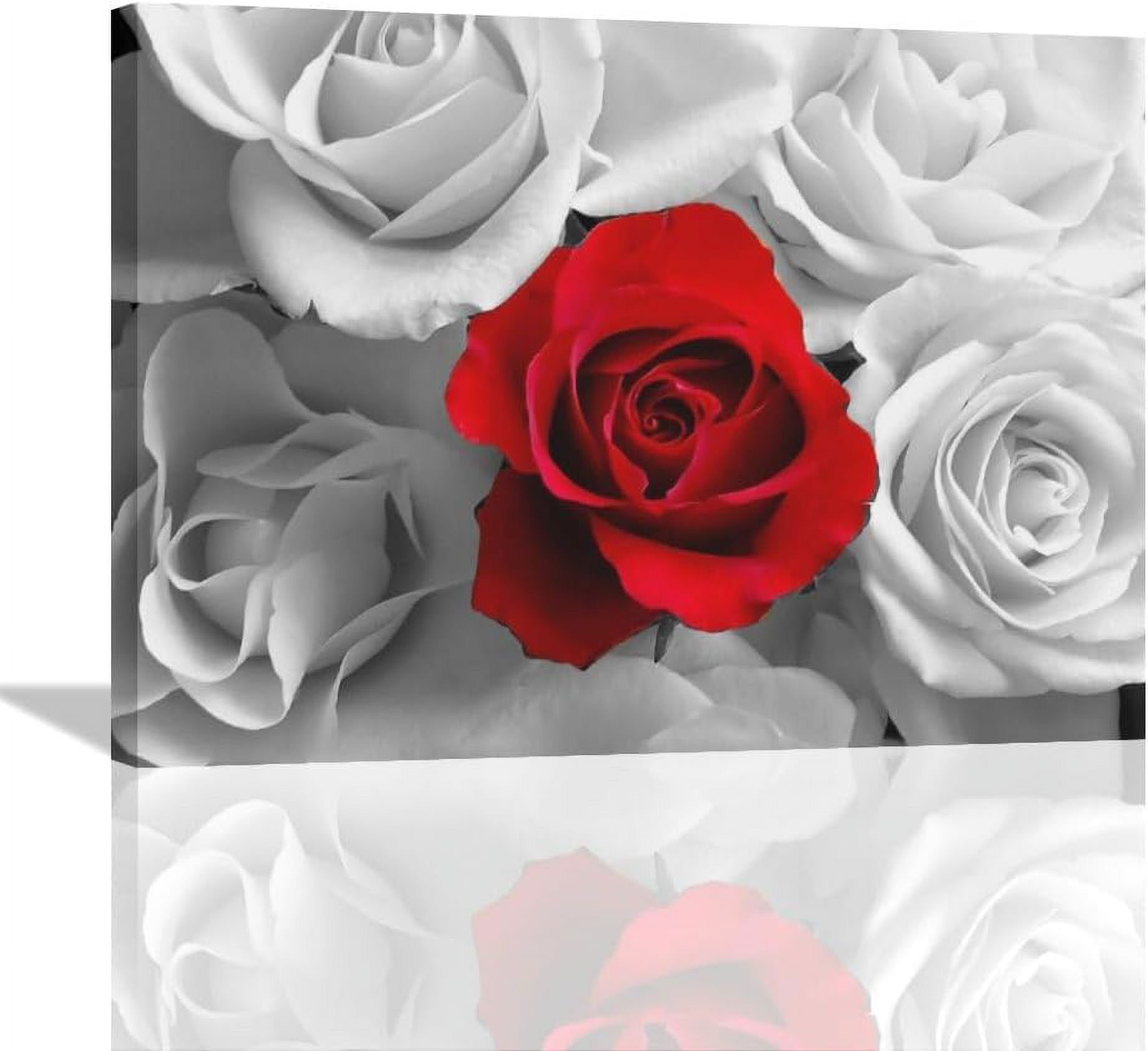 AXXPosters-Vintage Rose Painting Canvas Wall Art, Retro Black And White ...