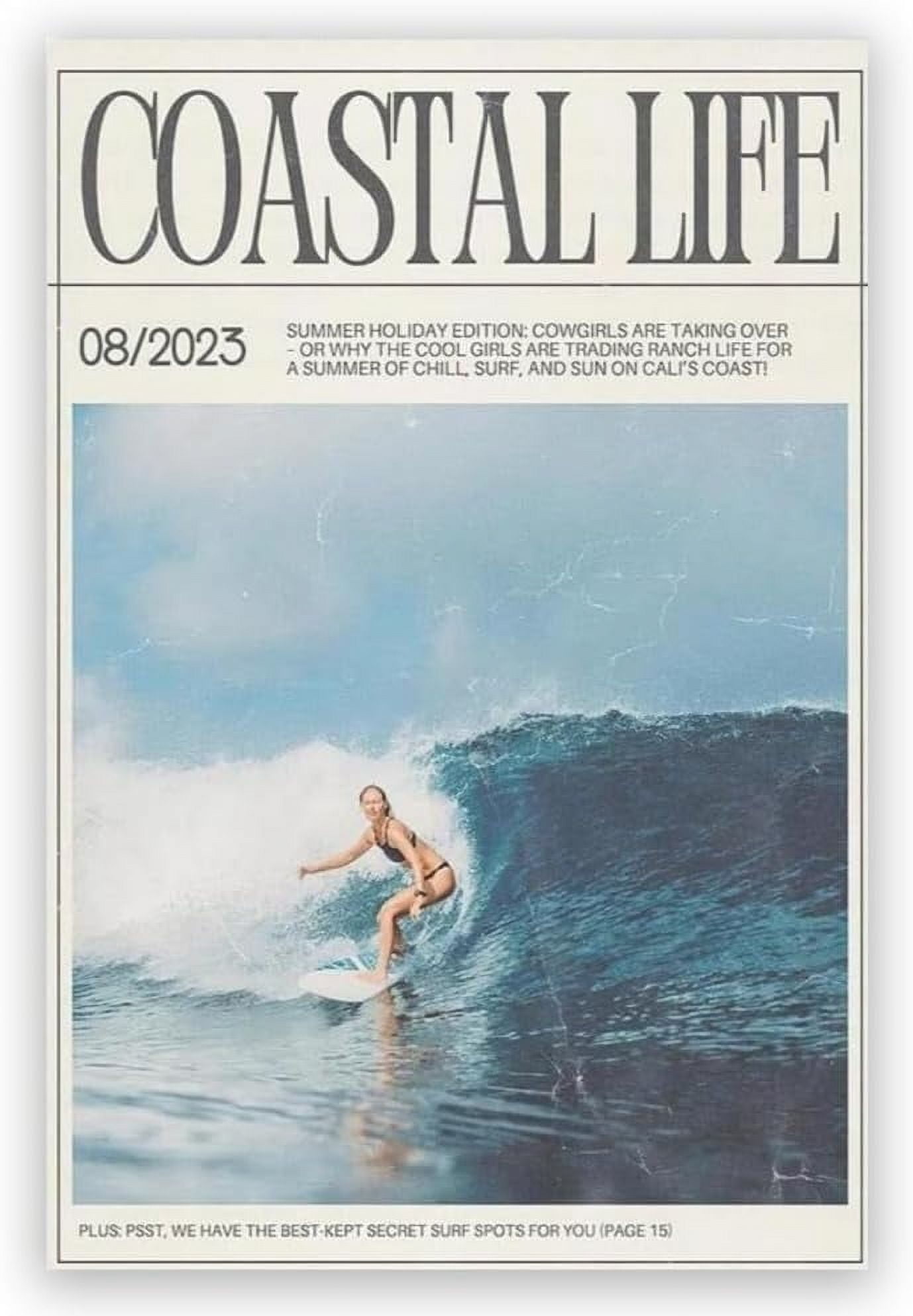 AXXPosters Vintage Surf Girl Western Girl Beach Poster Summer Beach ...