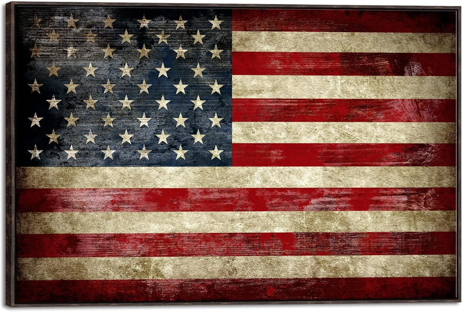 AXXPosters-Walnut Extra Large Old Vintage American Flag Canvas Wall Art ...