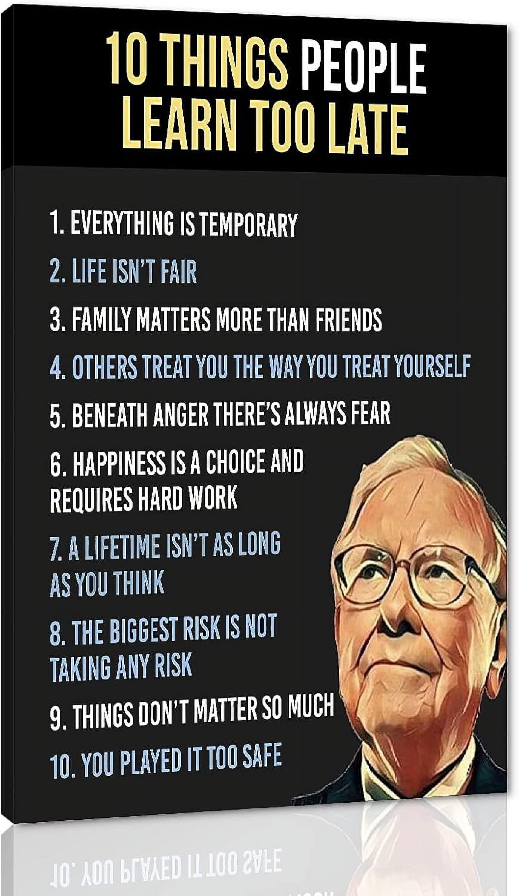 AXXPosters-Warren Buffett Quotes Ten Things People Learn Too Late ...