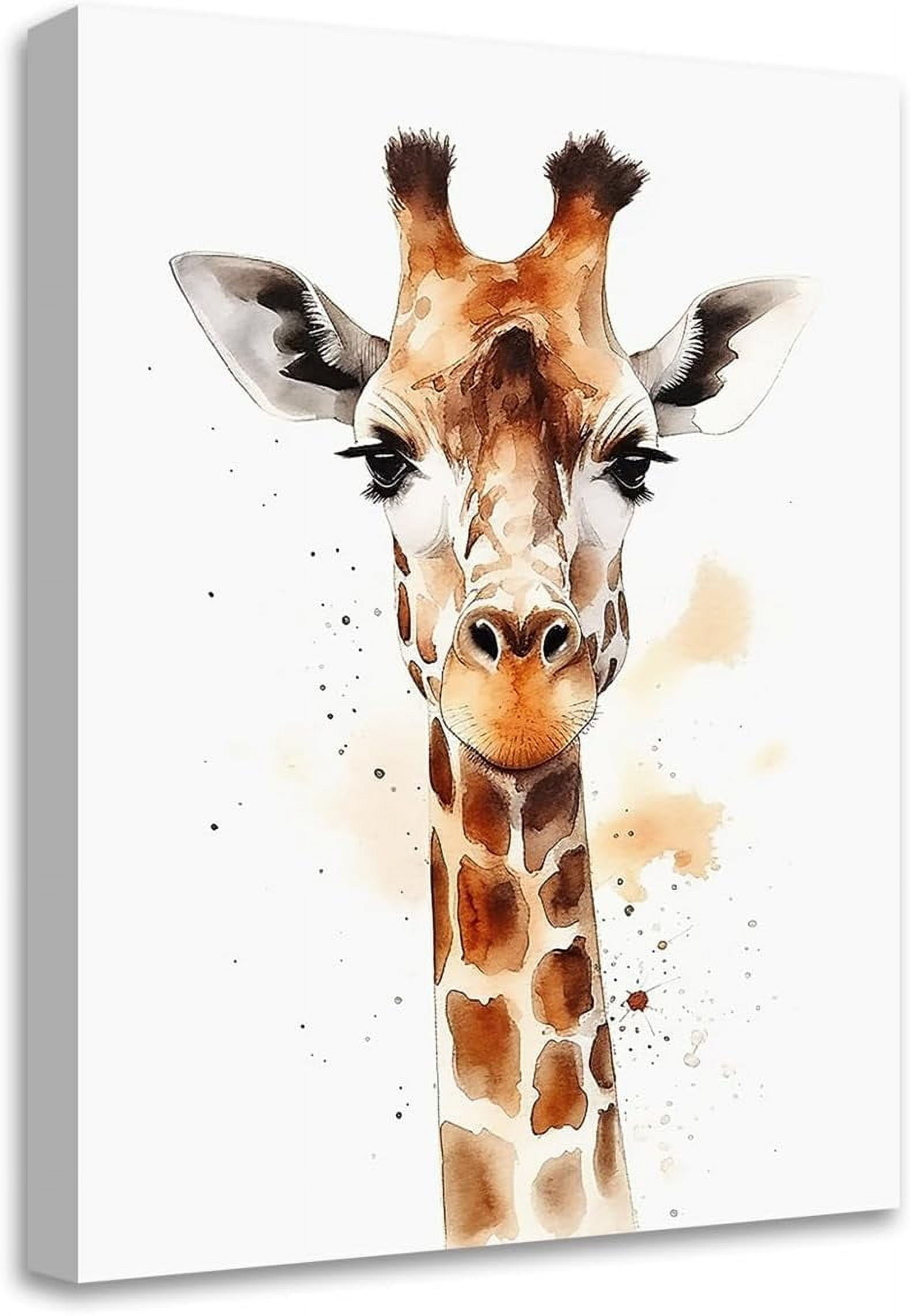 AXXPosters Watercolor Giraffe Canvas Wall Art Prints Picture Cut Animal ...