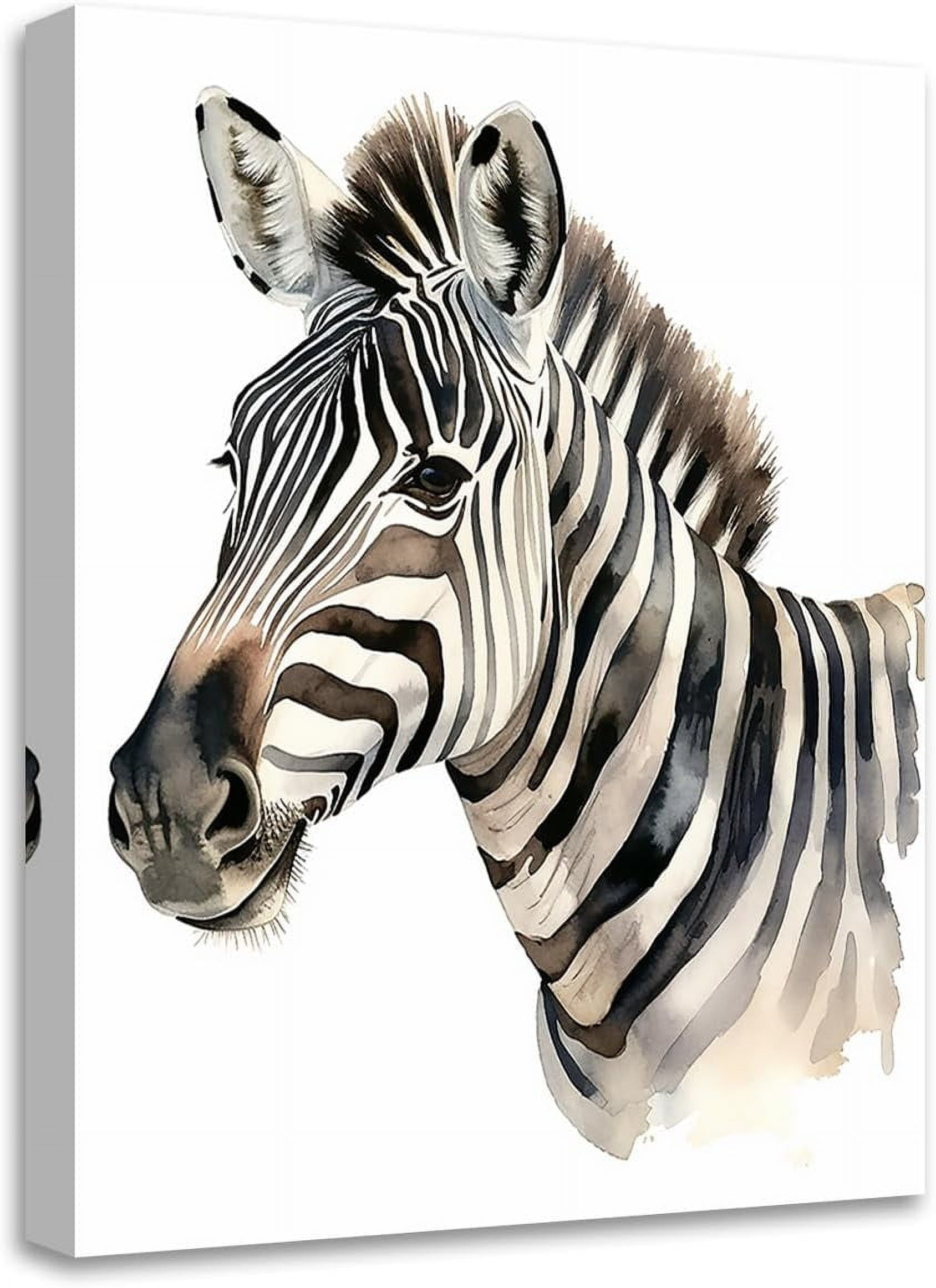 AXXPosters Watercolor Zebra Canvas Wall Art Prints Picture Cut Animal ...
