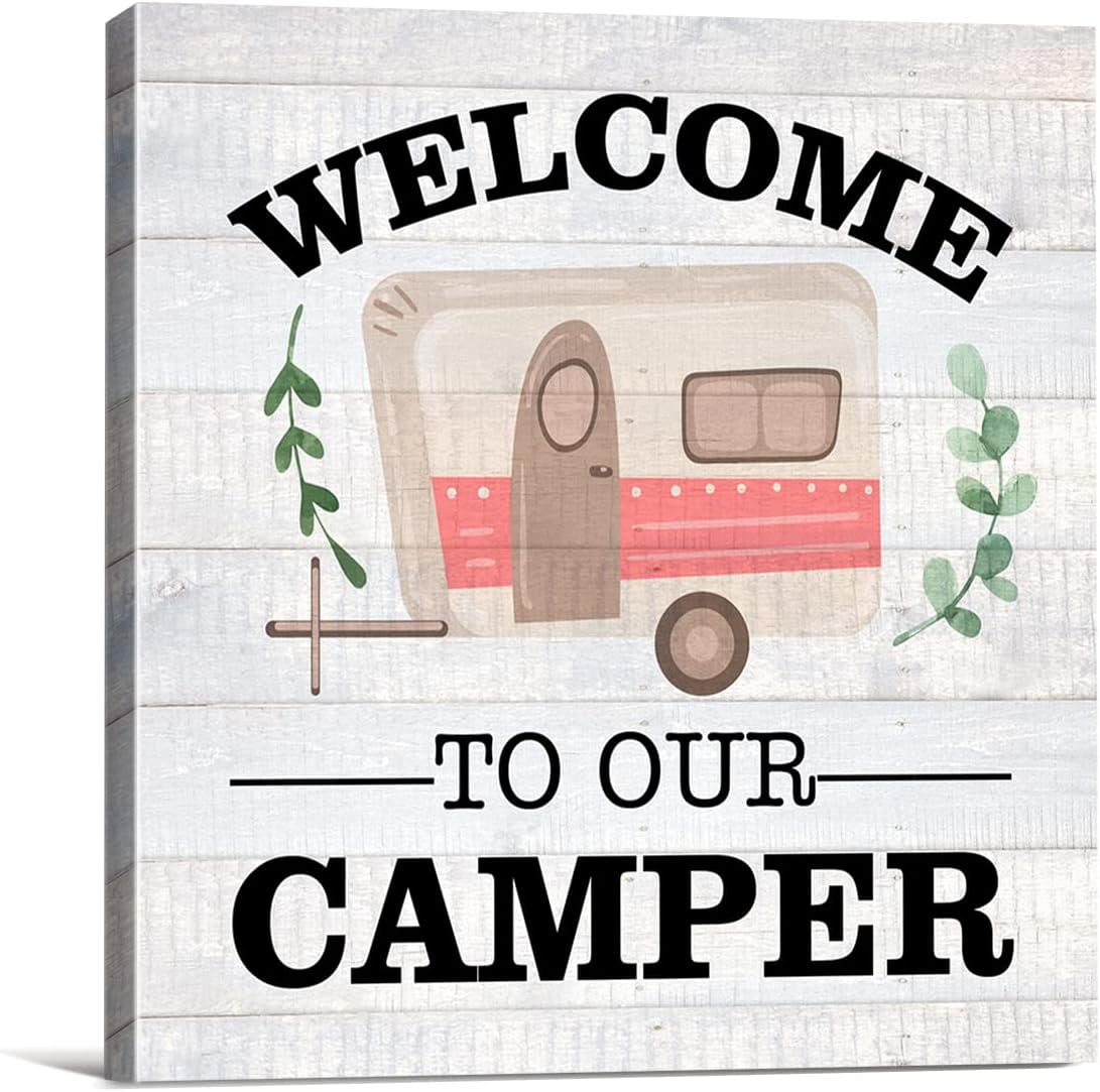 AXXPosters-Welcome to Our Camper Farmhouse Canvas Print Wall Art Decor ...