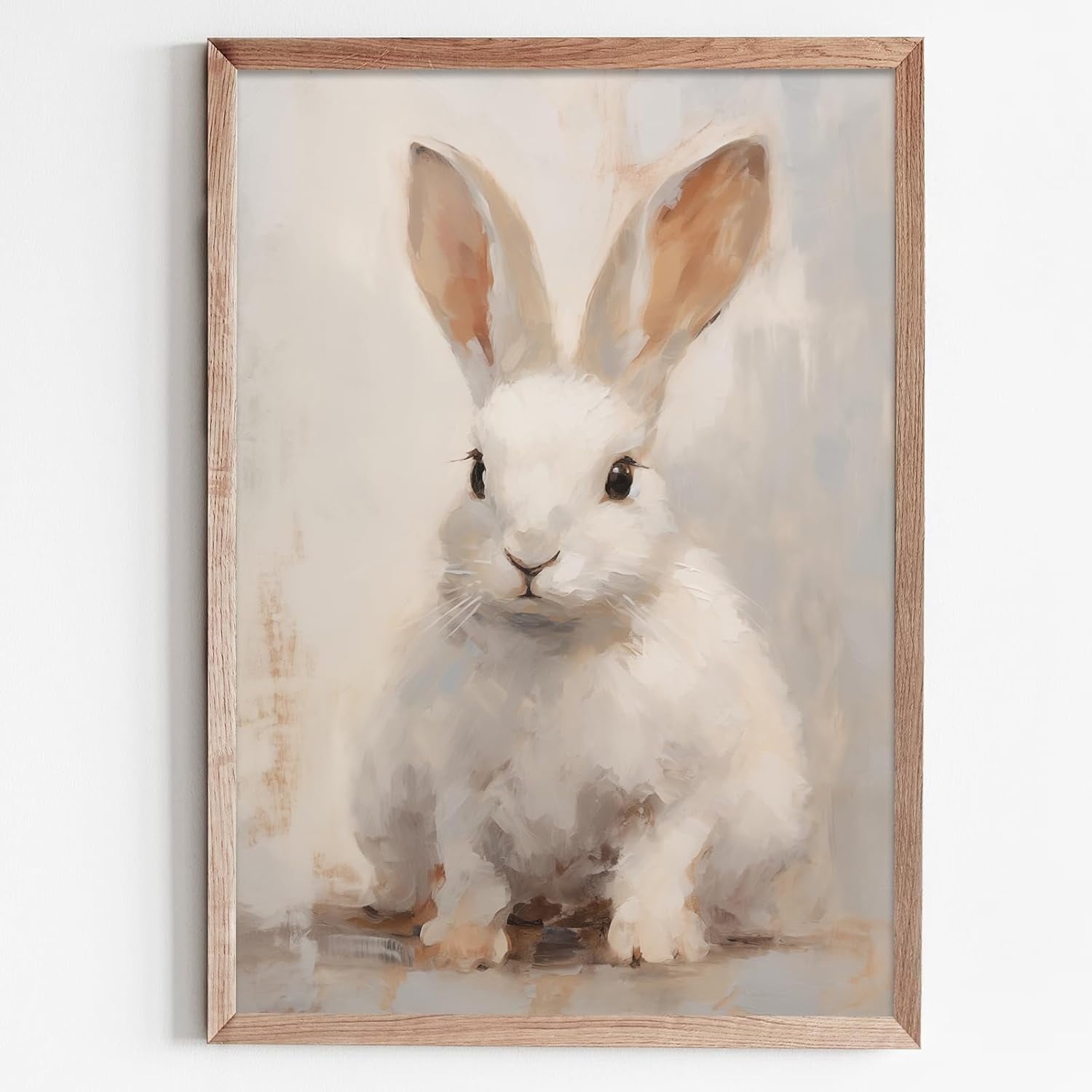 AXXPosters White Rabbit Painting Baby Animal Pictures Farmhouse Rabbit ...