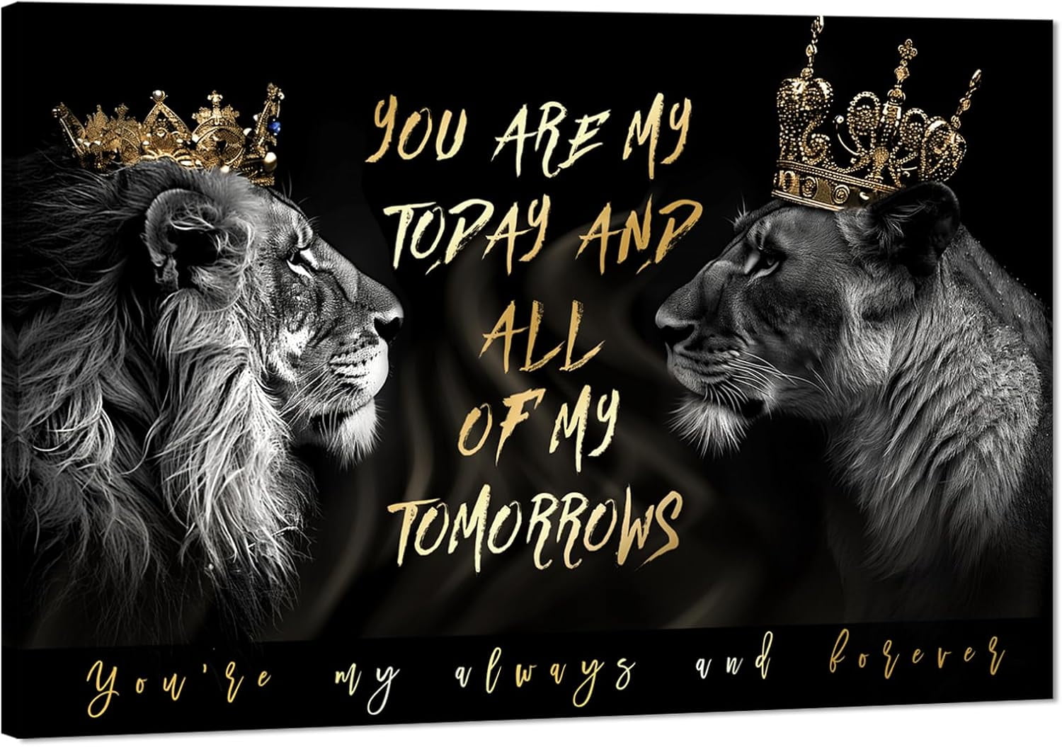 AXXPosters-Wild Animals Wall Art - Lion Wall Decor Black White African King and Queen Lions ...