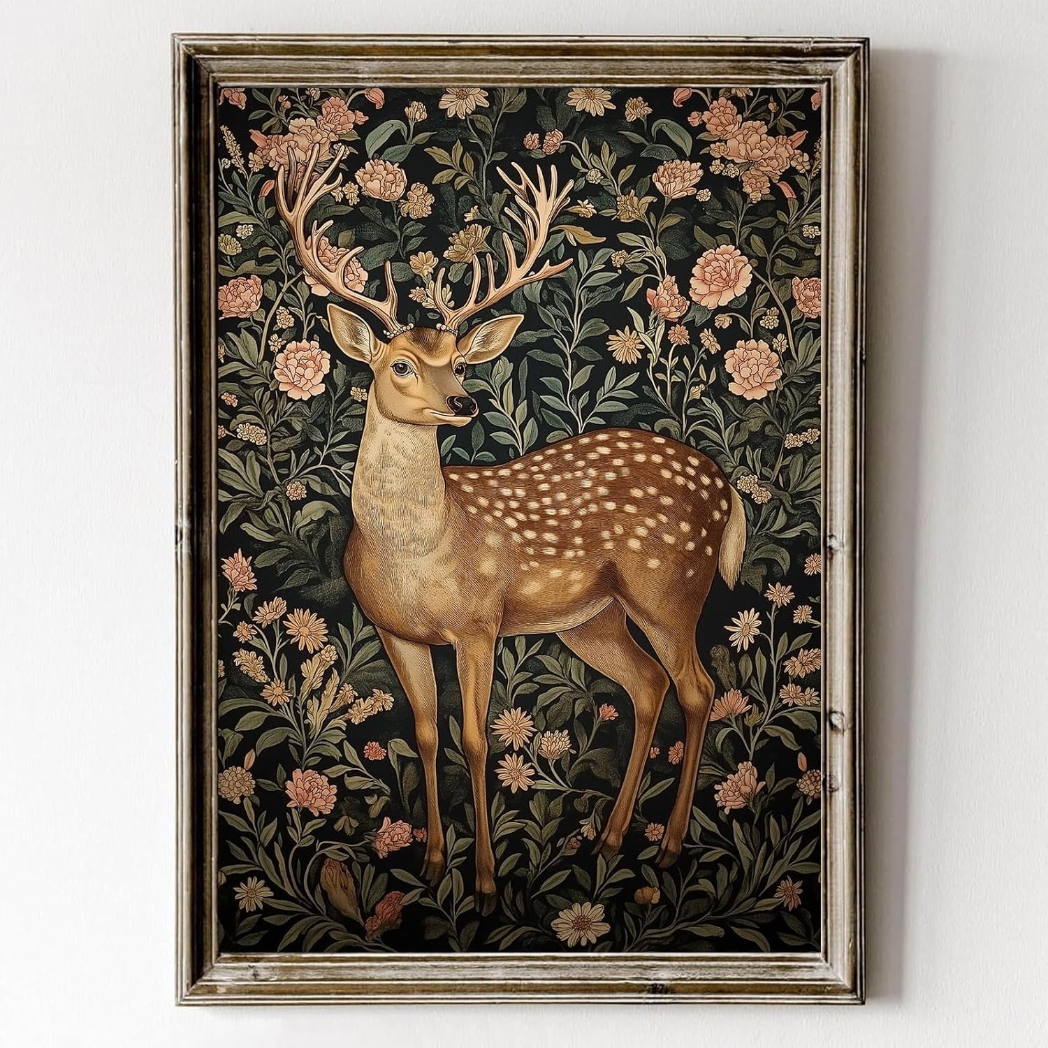 AXXPosters William Morris Inspired Deer Art Vintage Deer Animal Poster ...