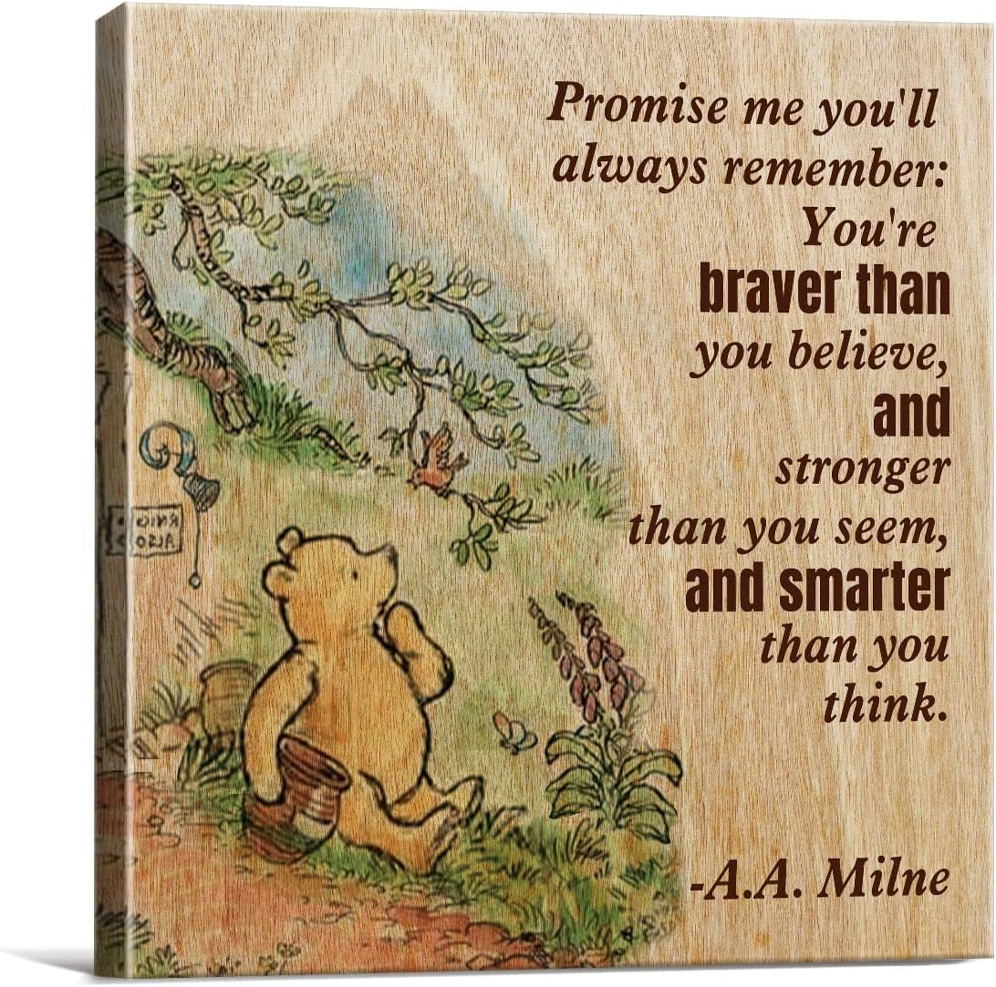 AXXPosters Winnie the Pooh Wall Art Decor Remember You're Braver Than ...