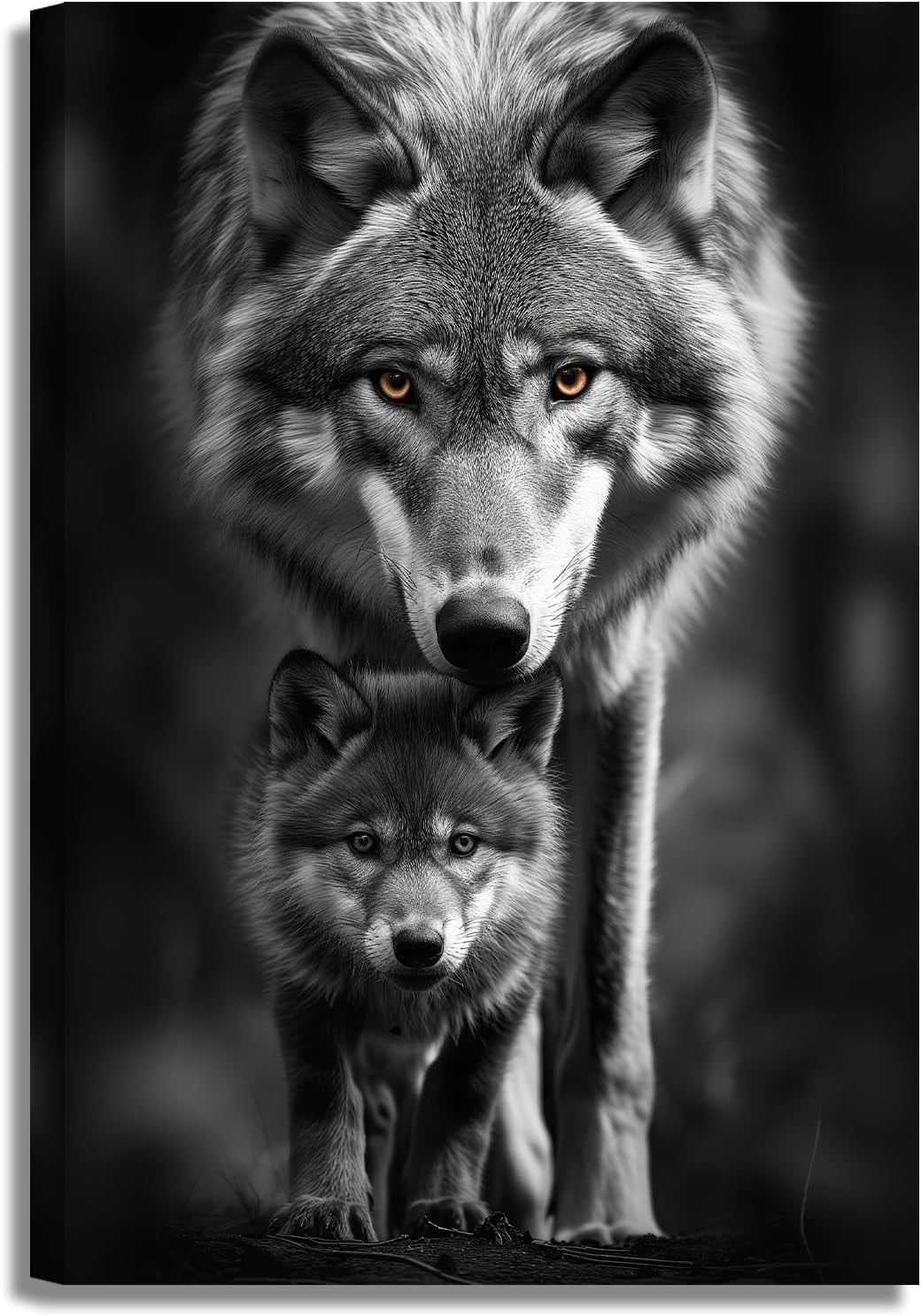 AXXPosters Wolf Family Canvas Wall Art Wolf Baby Wolf Mom Motivational ...