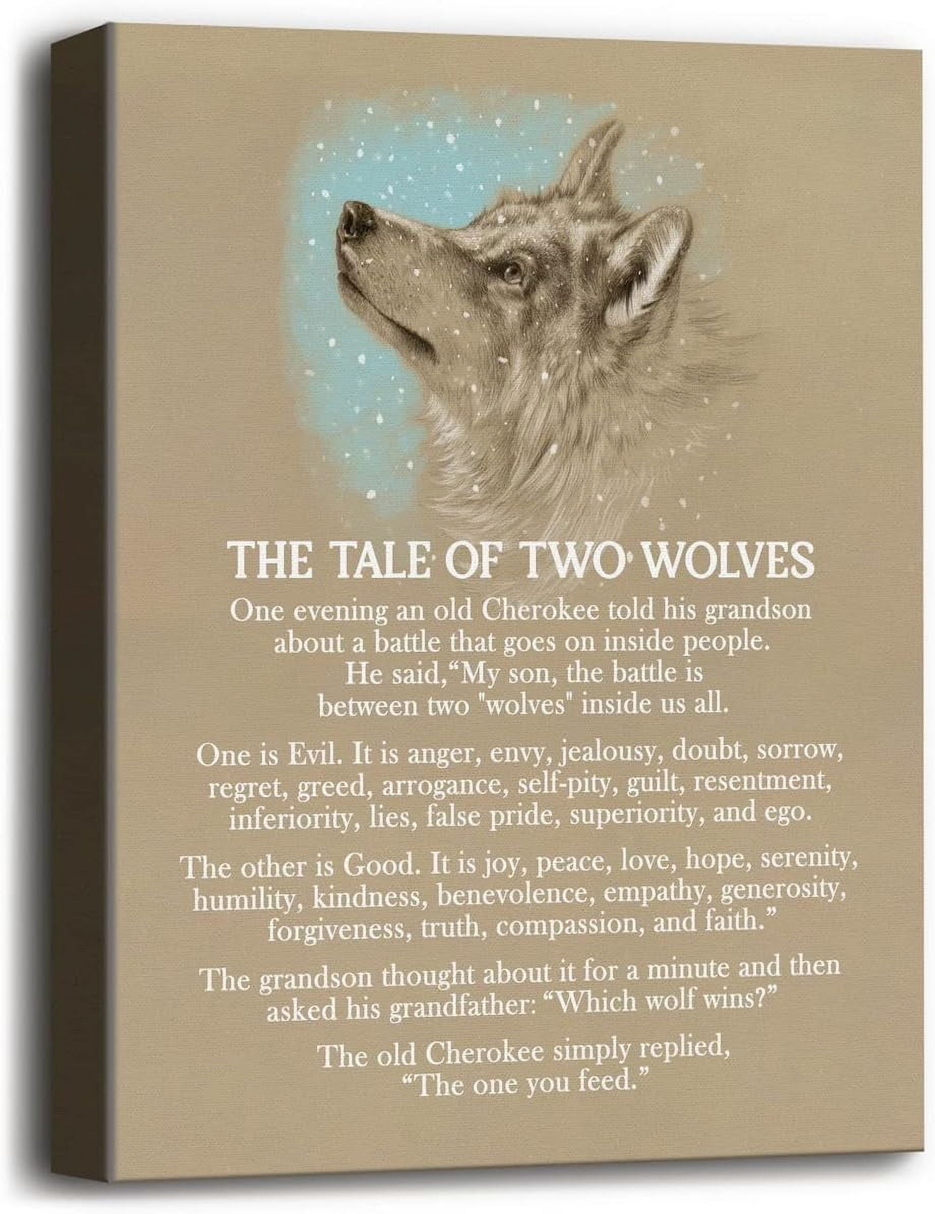AXXPosters-Wolf Poster, The Tale of Two Wolves, Canvas Wall Art ...