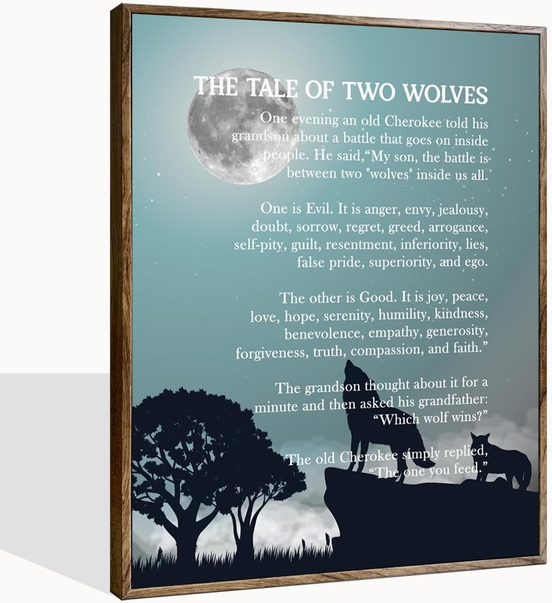 AXXPosters-Wolf Poster, The Tale of Two Wolves, Canvas Wall Art ...