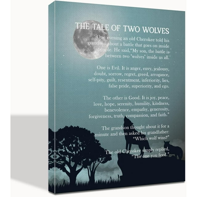 AXXPosters-Wolf Poster, The Tale of Two Wolves, Canvas Wall Art ...