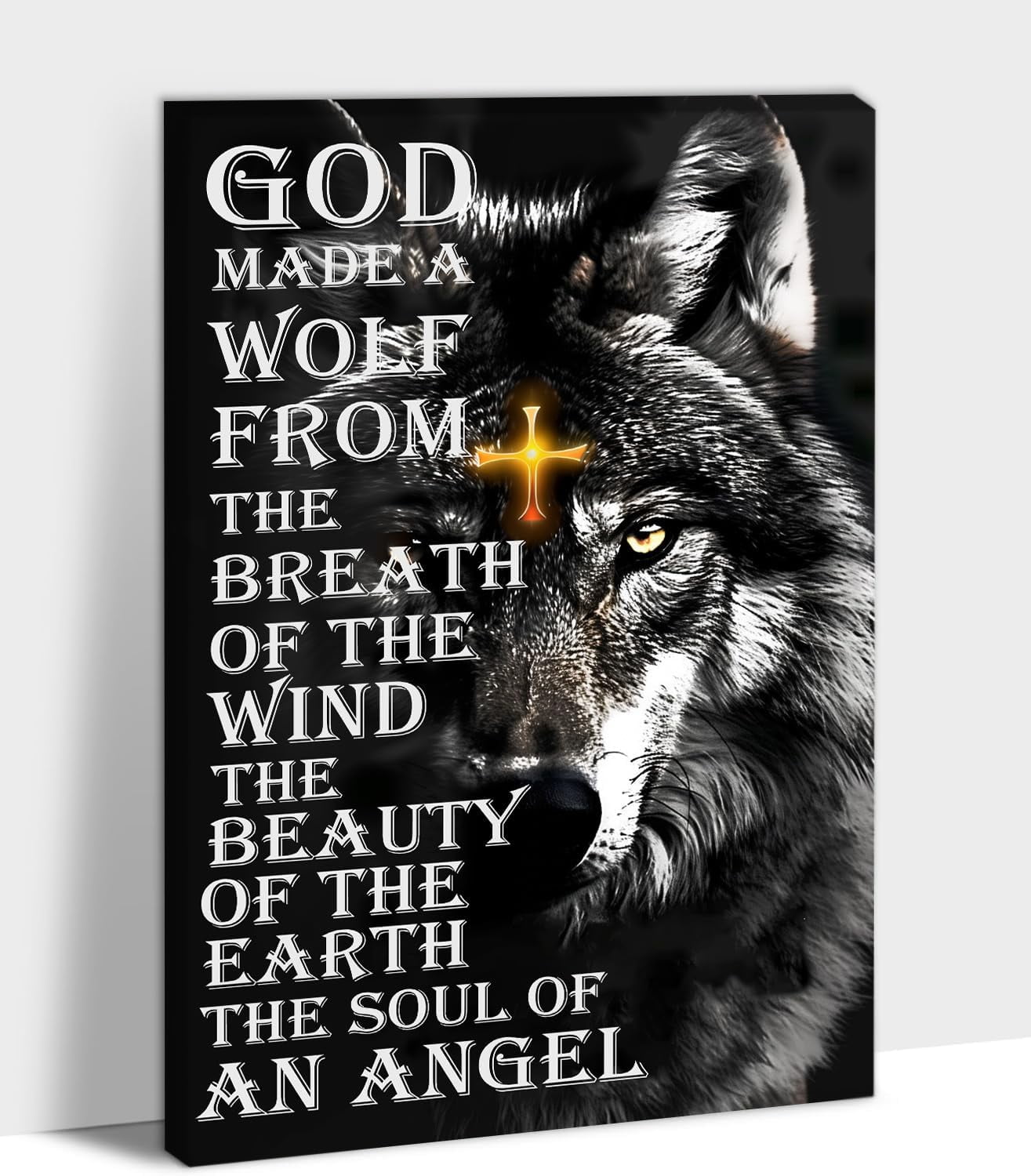 AXXPosters-Wolf Wall Art Canvas - Black and White Wolf Couple Pictures ...