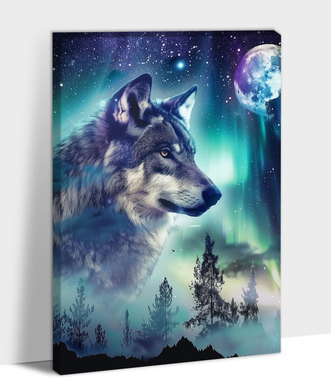 AXXPosters-Wolf Wall Art Canvas - Forest Wolf Pictures Wall Decor for ...