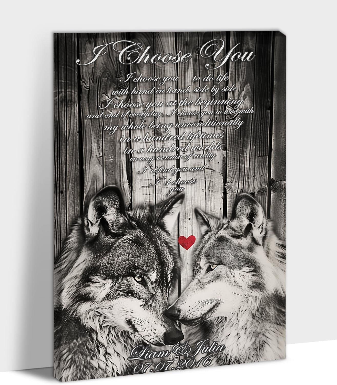 AXXPosters-Wolf Wall Art Canvas - Name Customized Wolf Couple Pictures ...