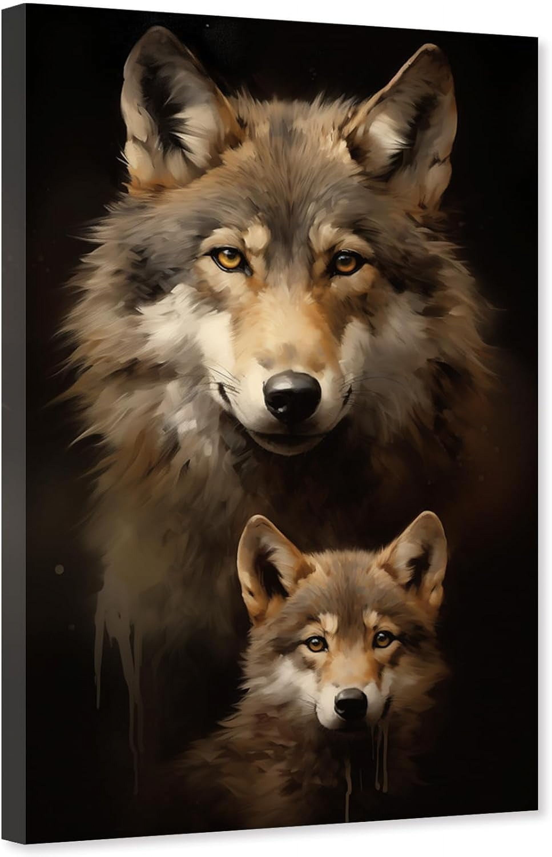 AXXPosters Wolf Wall Art Wildlife Canvas Wolves Picture Animal Portrait ...