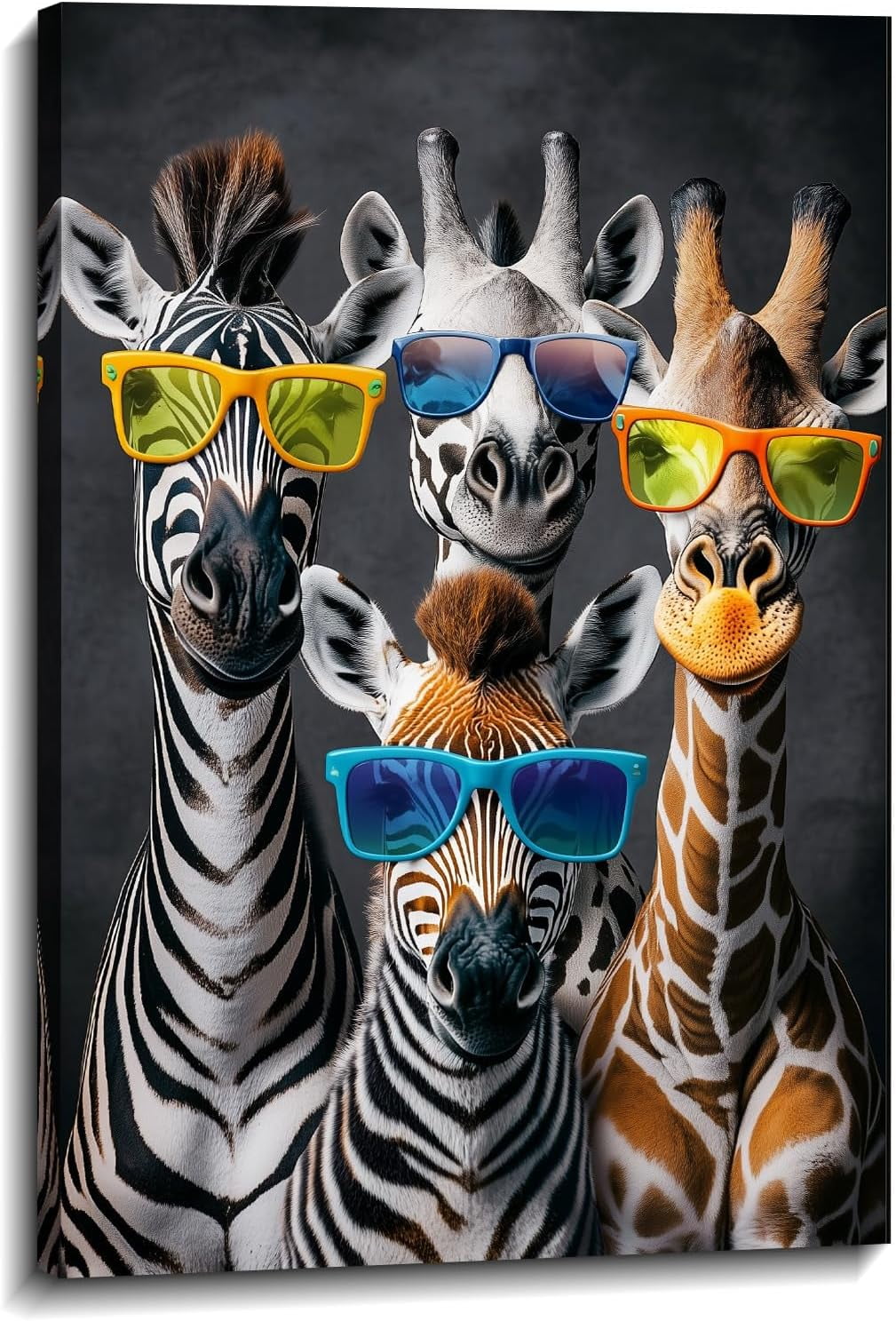 AXXPosters-Zebra Canvas Wall Art Funny Zebras with Glasses Picture ...