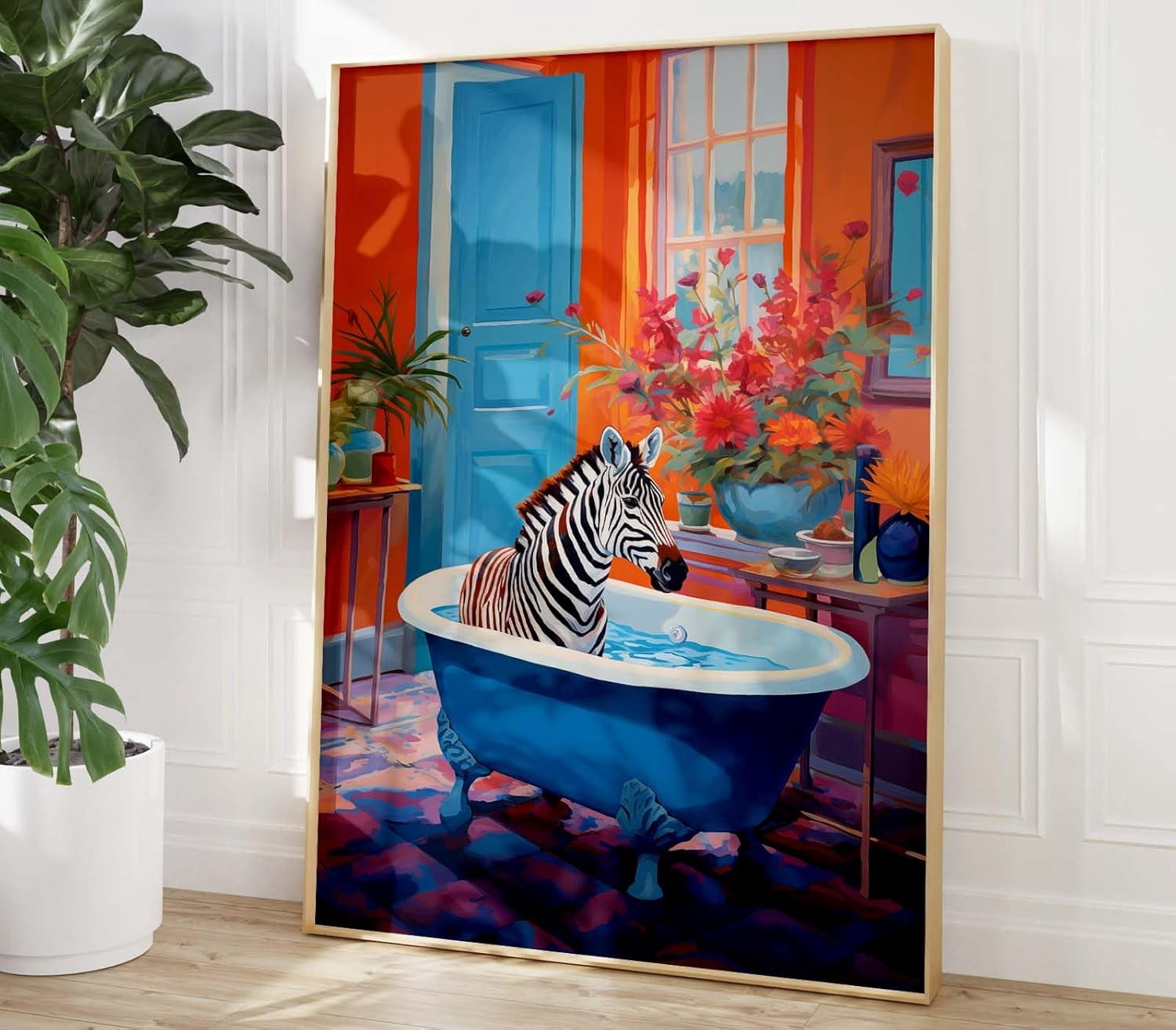 AXXPosters Zebra Wall Art in Bathtub Aesthetic Animal Posters Trendy ...
