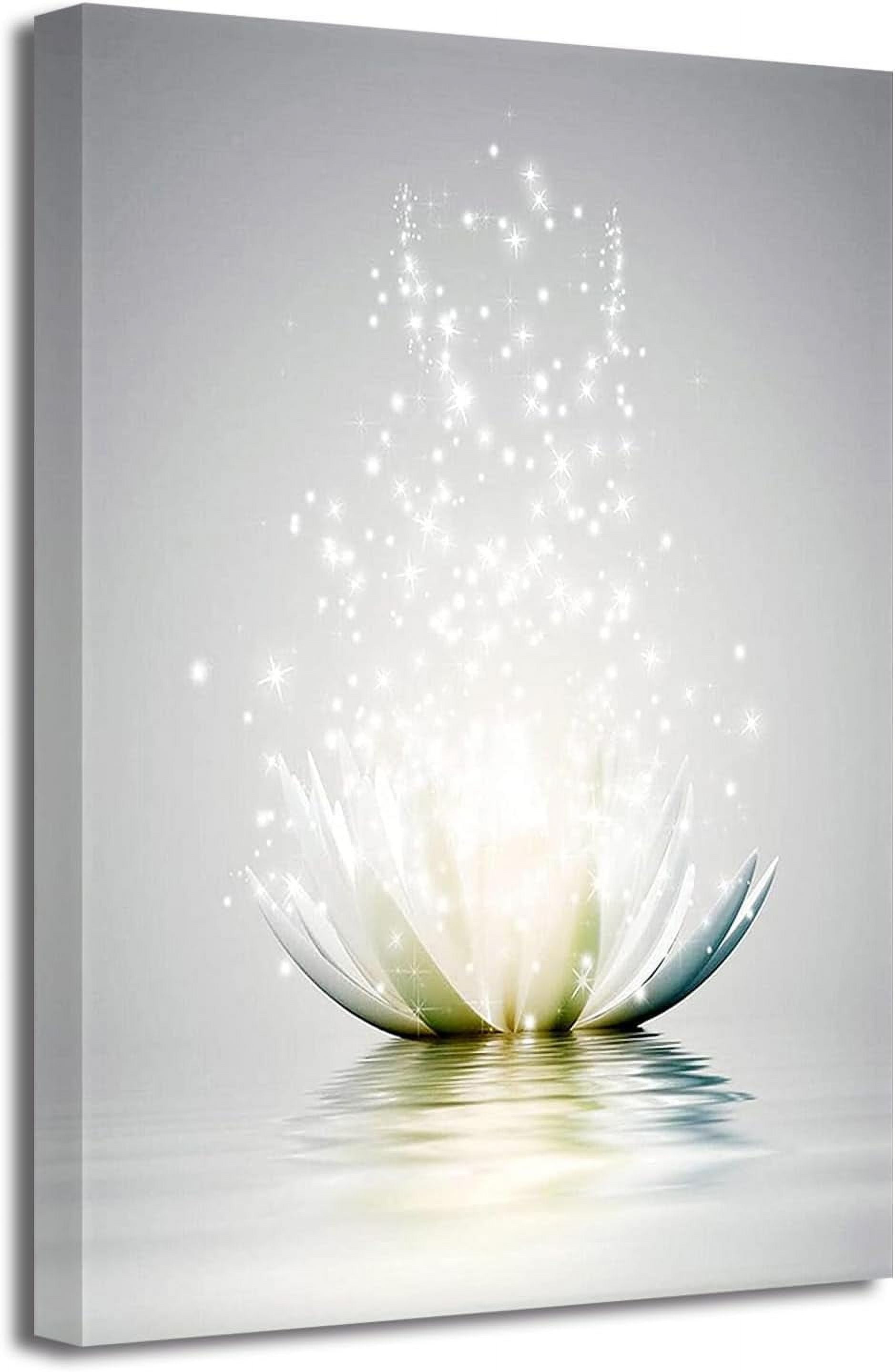 AXXPosters-Zen Canvas Wall Art White Lotus Flower Bloom in Water ...