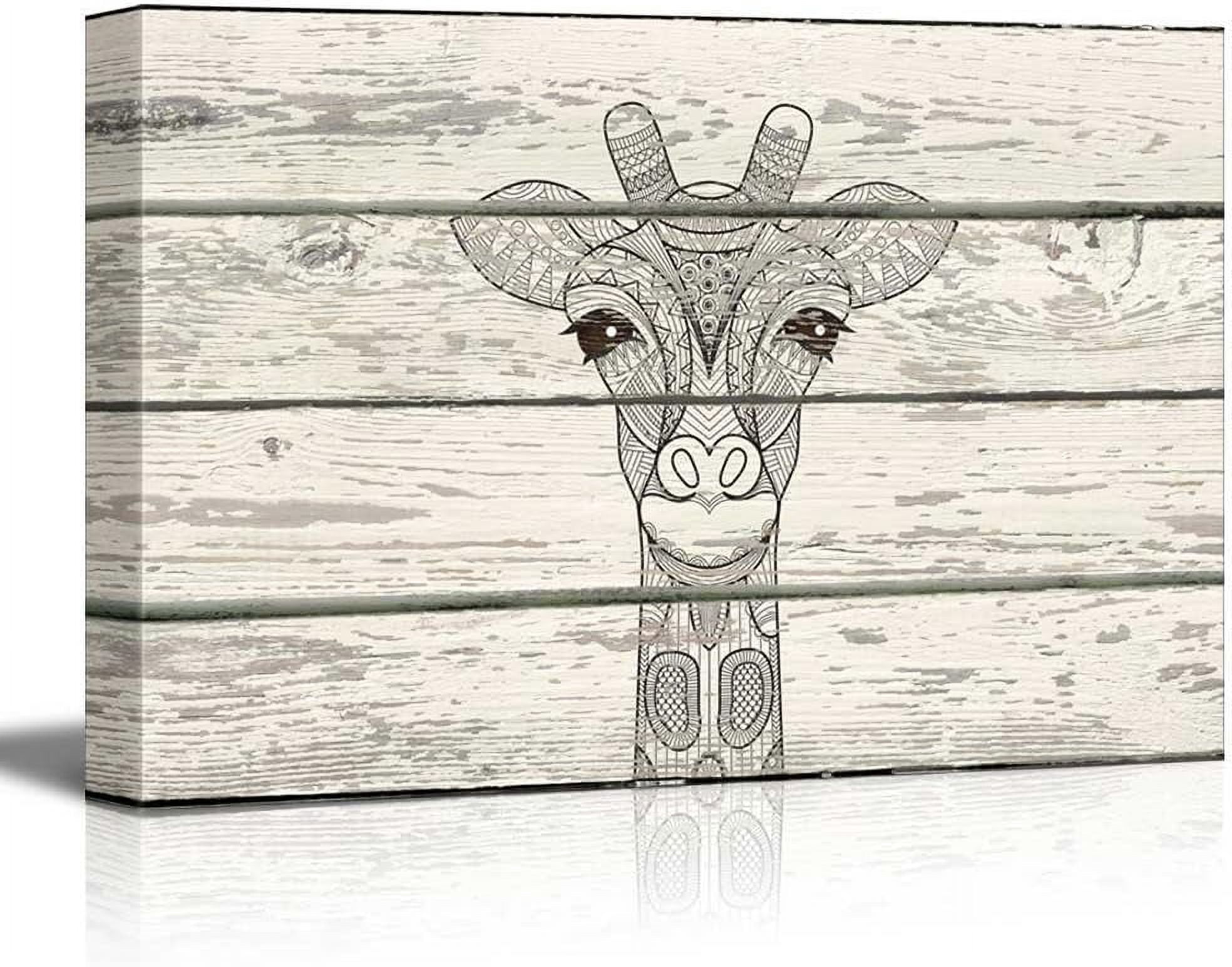 AXXPosters-- Zentangle Giraffe Artwork - Rustic Canvas Wall Art Home ...