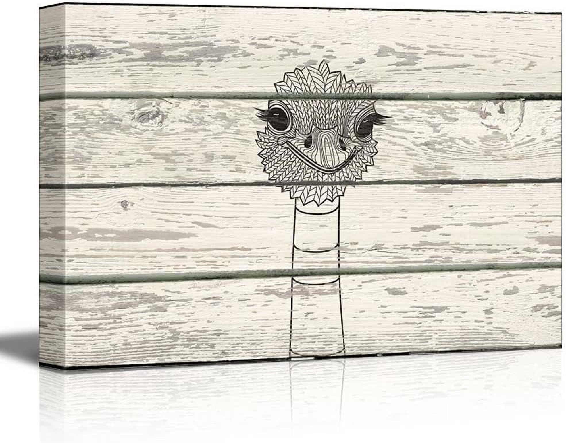 AXXPosters-- Zentangle Ostrich Artwork - Rustic Canvas Wall Art Home ...